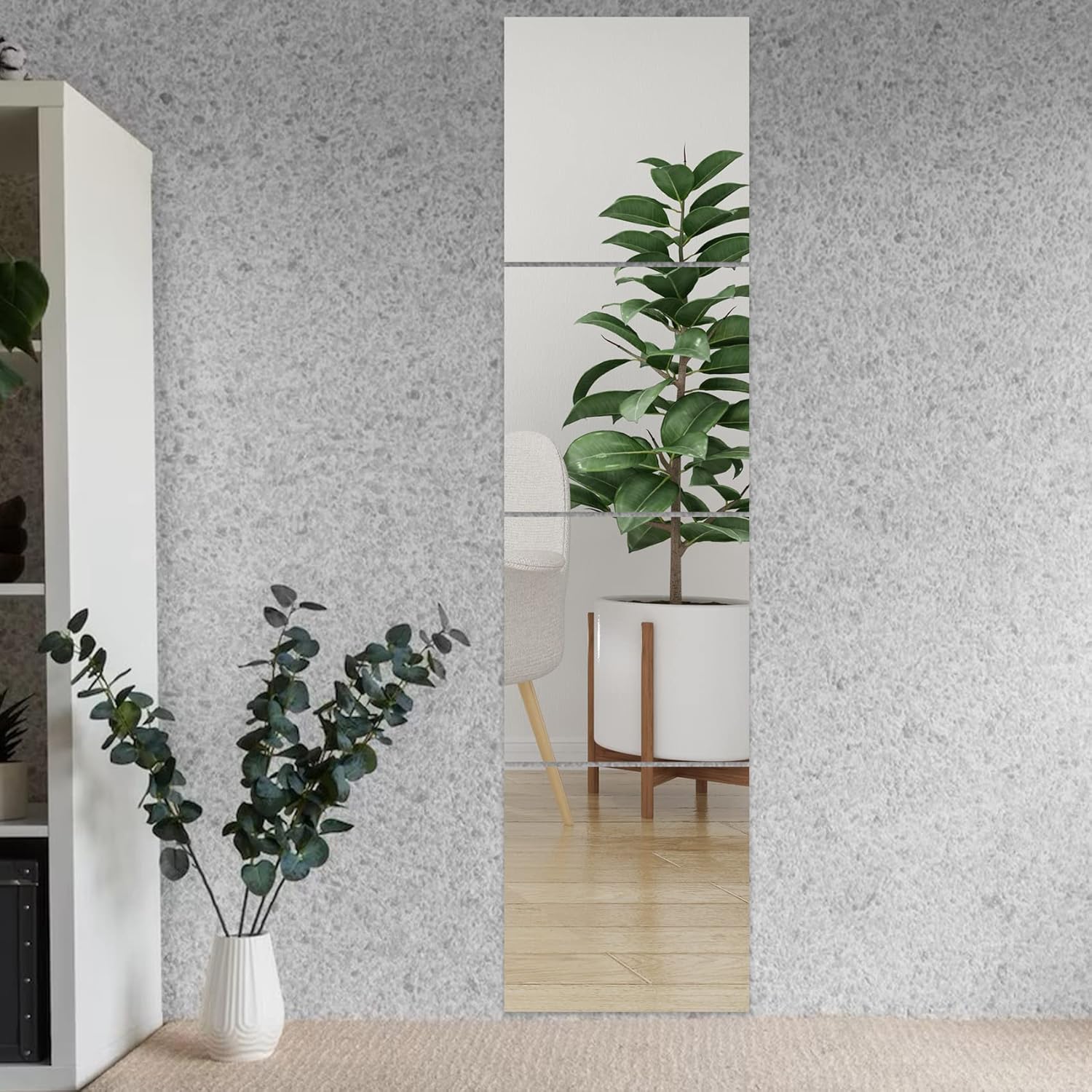 4 pc Frameless Square Mirror Sticker Full Length Wall Mirror Tile ...