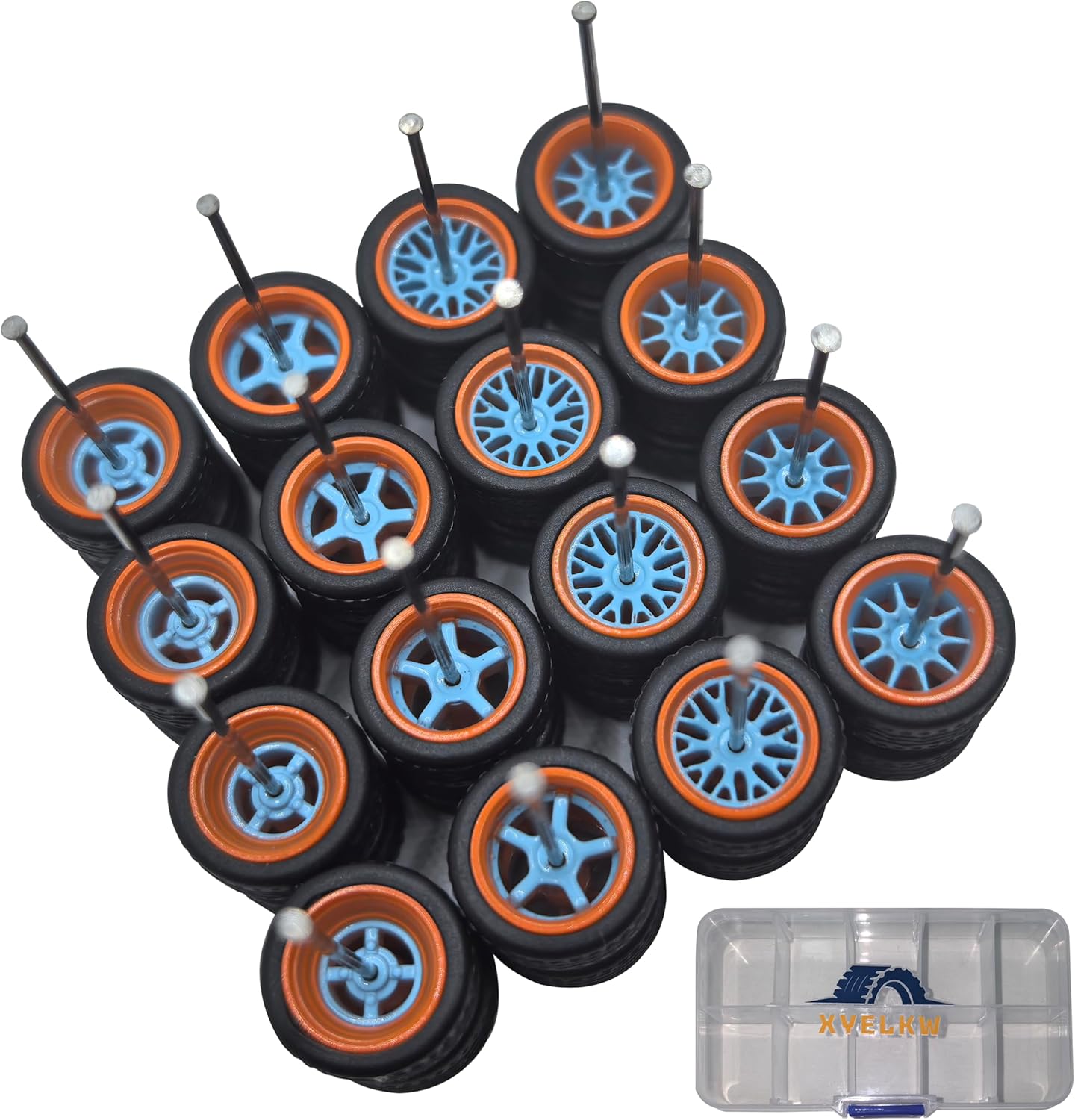 Amazon.com: 8 Set 1/64 Wheels and Tires Set, Orange + Blue 1 64 Scale Wheels with 4 Styles of ...