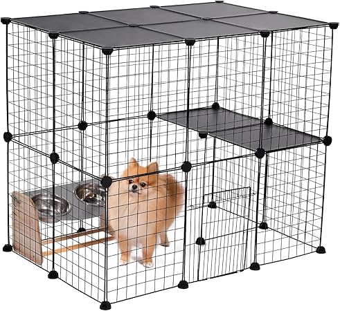 PAWZ Road Pet Playpen, Metal Yard Fence with Door, 34pcs DIY Cage House ...