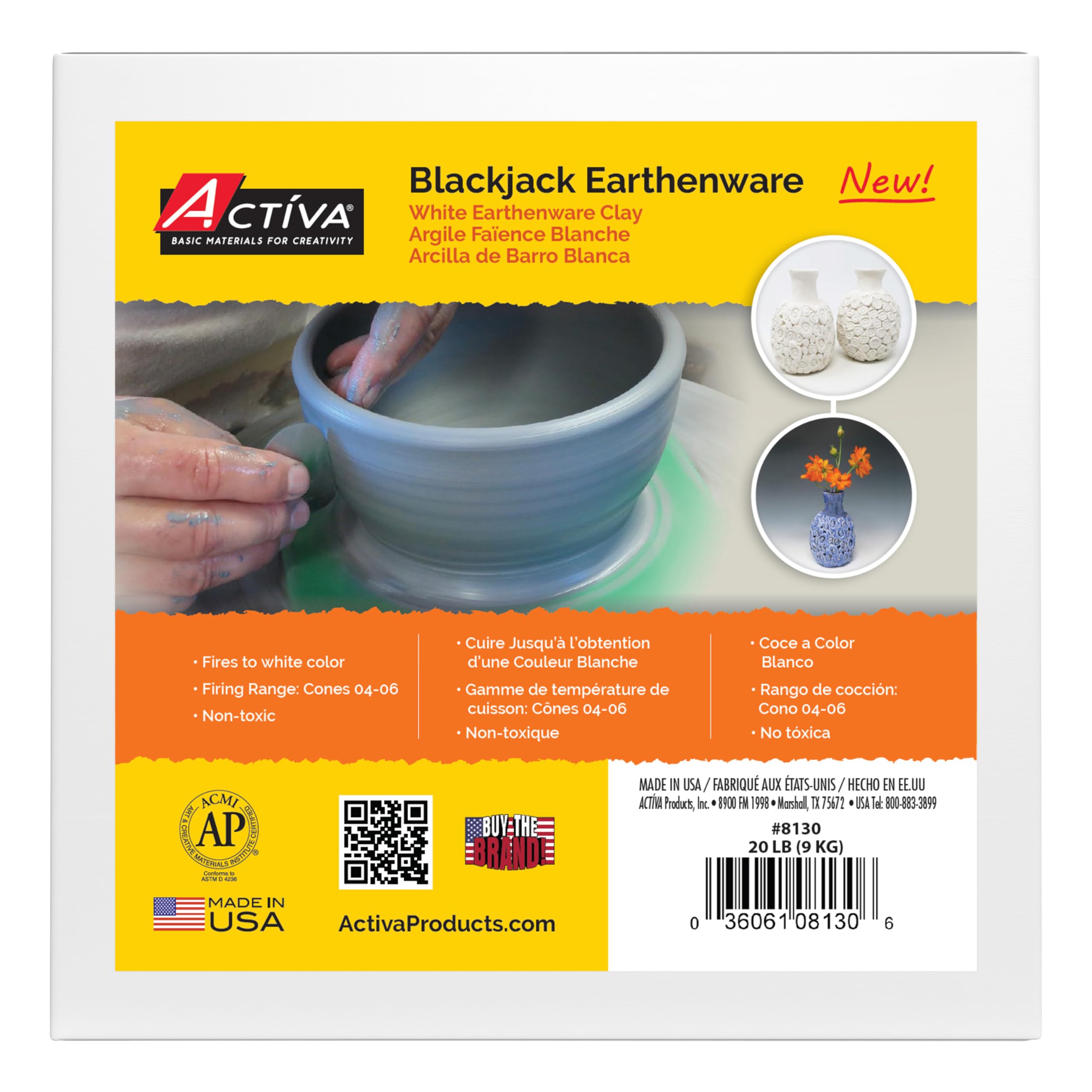 Amazon.com: Activa Blackjack White Earthenware Clay, 20lb (9.07kg ...