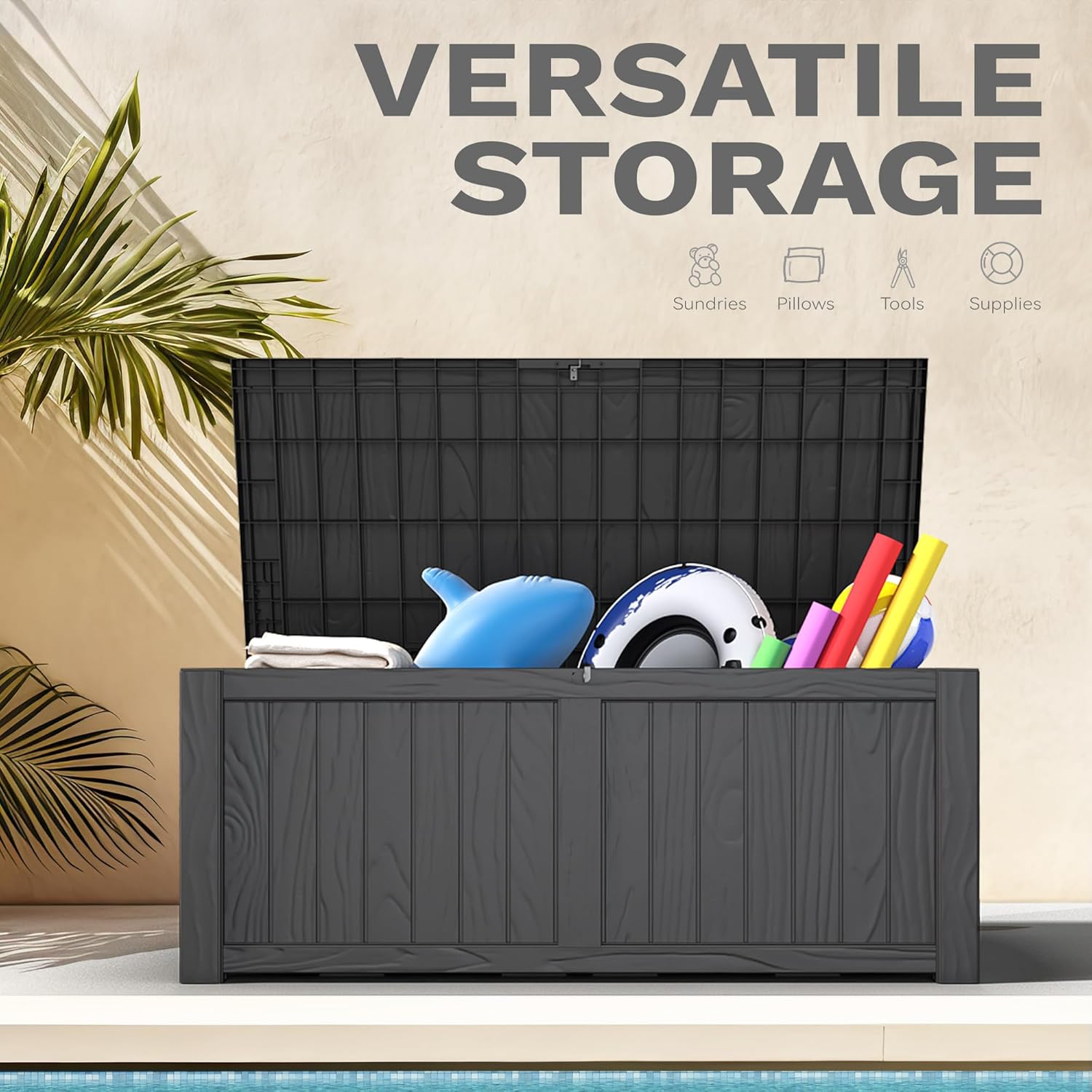 DWVO Caja de almacenamiento grande de 120 galones para exteriores ...