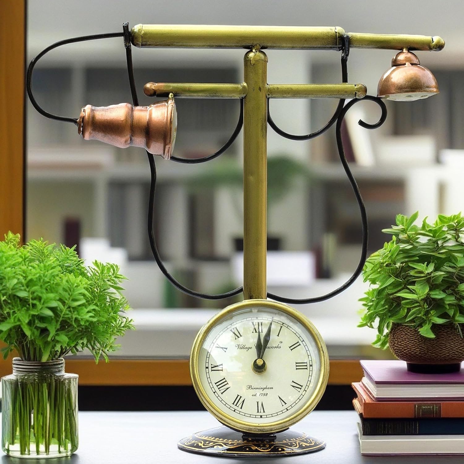 KRAFTSKALA Iron Vintage Retro Tabletop Analog Clock Showpiece Classic ...