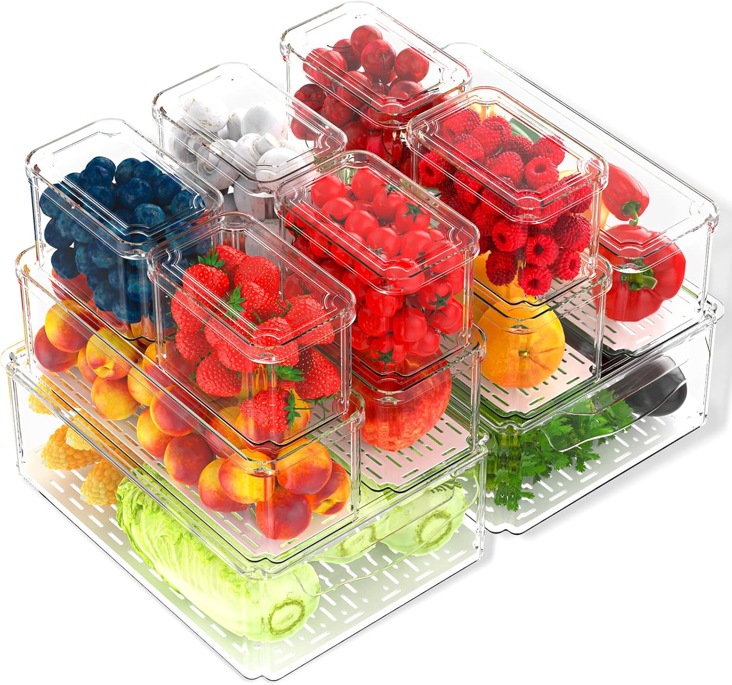 Amazon.com: 12 Pack Fridge Organizer, Refrigerator Organizer Bins with ...