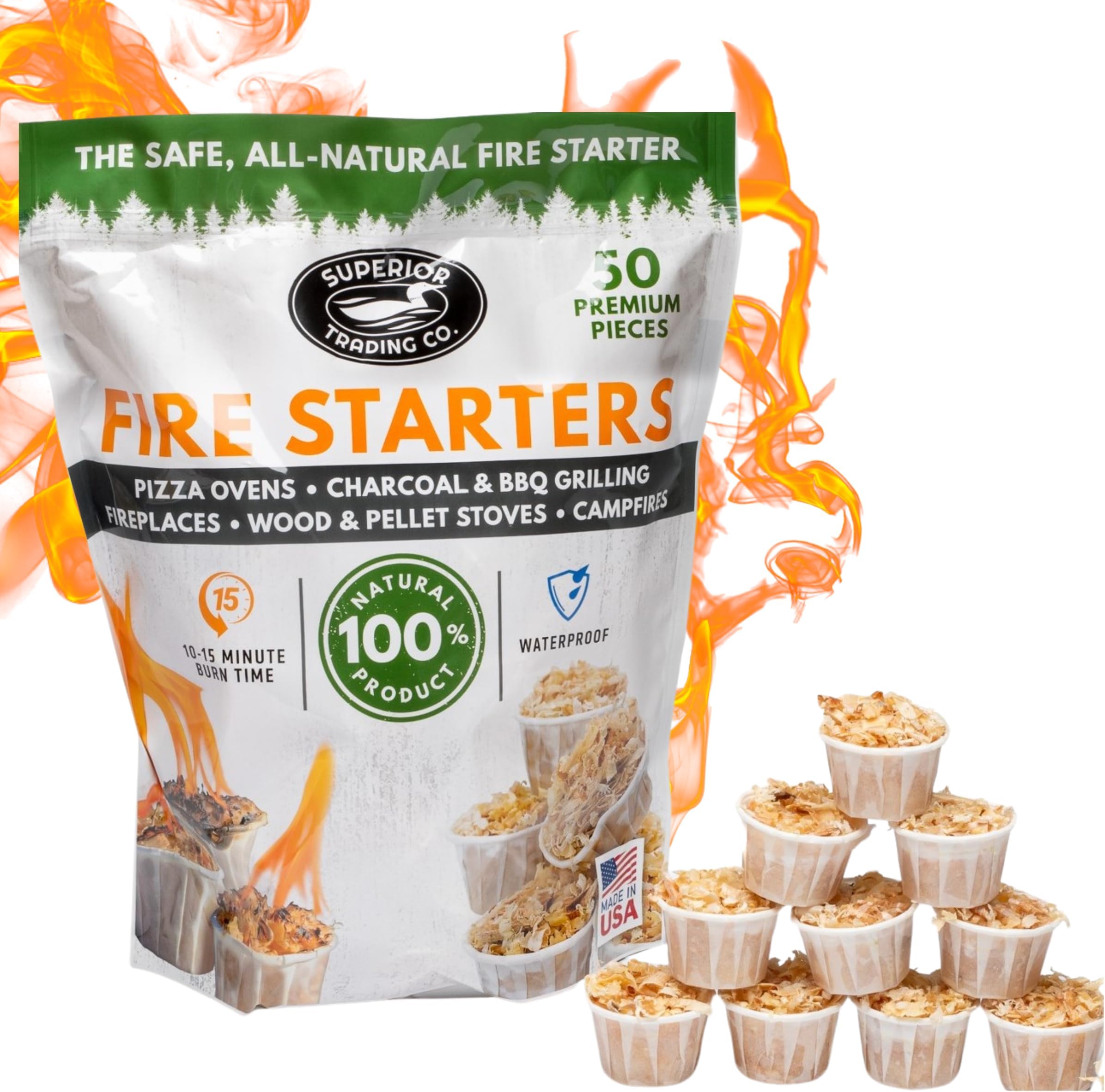 Amazon.com : Superior Trading Fire Starter Pods in Carton Box - Fire ...