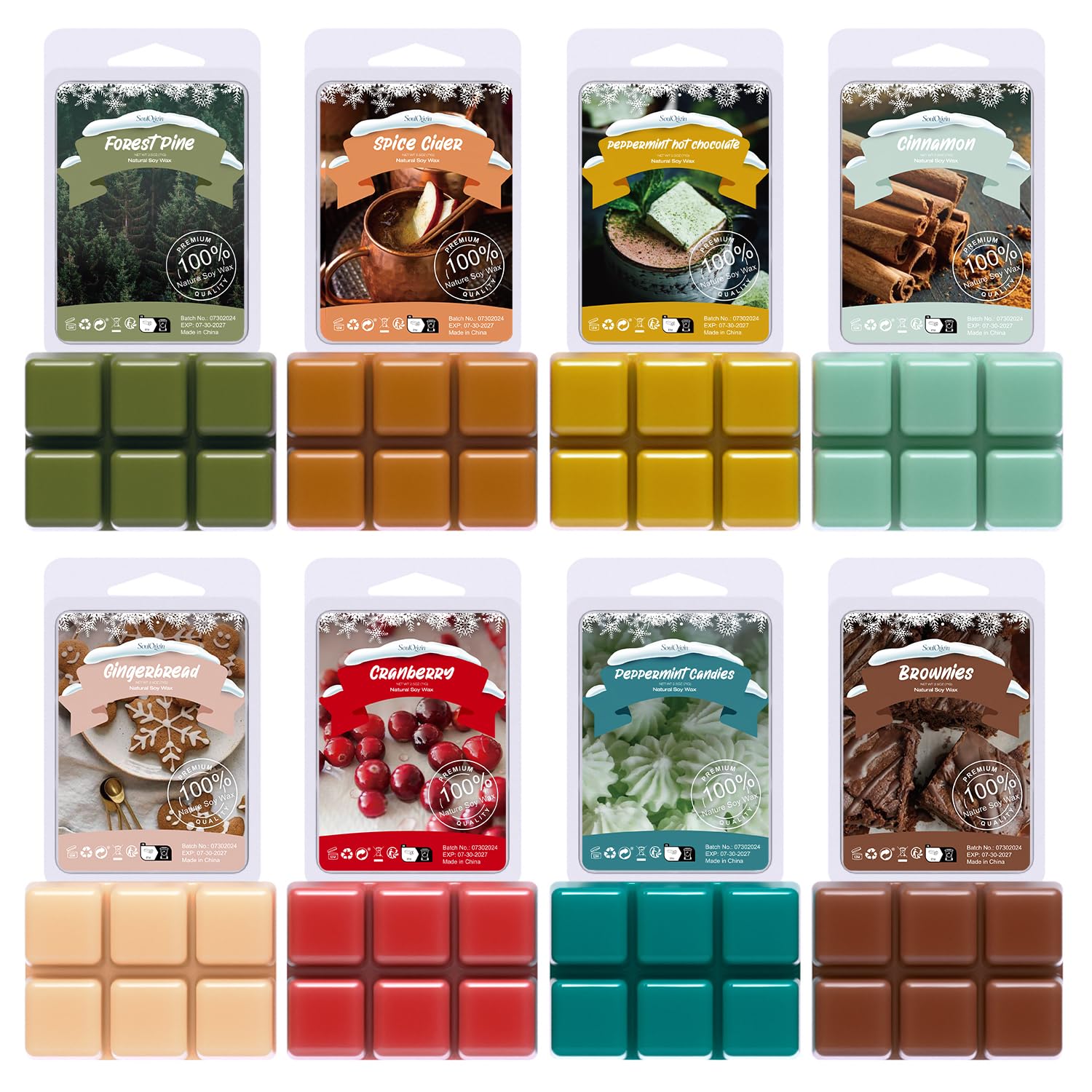 SoulOrigin Winter Wax Melts，Scented Soy Wax Cubes Set for Wax Warmer ...