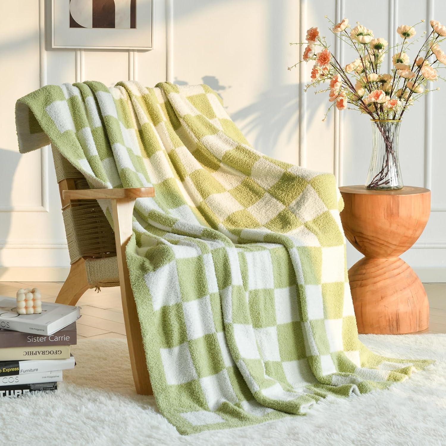 Amazon.com: Checkered Throw Blanket for Couch, Green Checkerboard ...