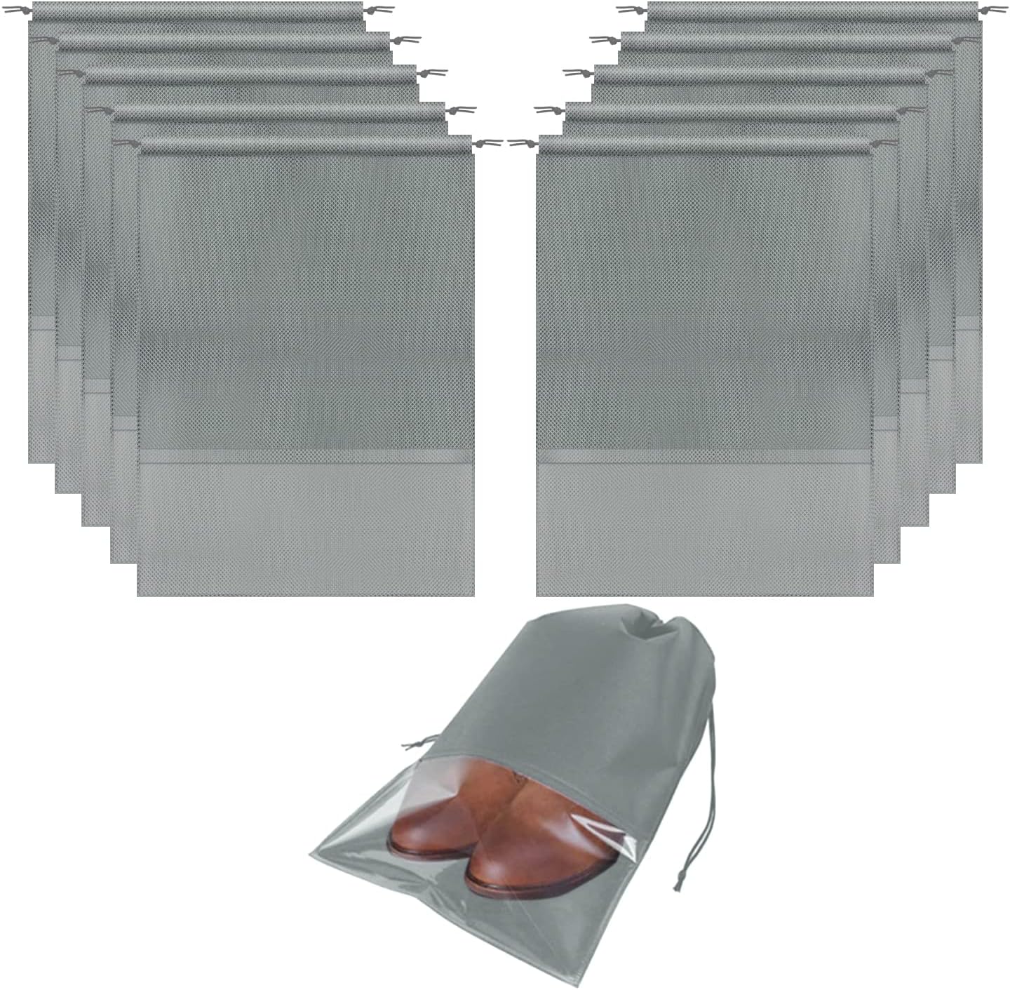 Amazon.com | SHENGQIDZ 10 pack grey portable travel shoe bag, space ...