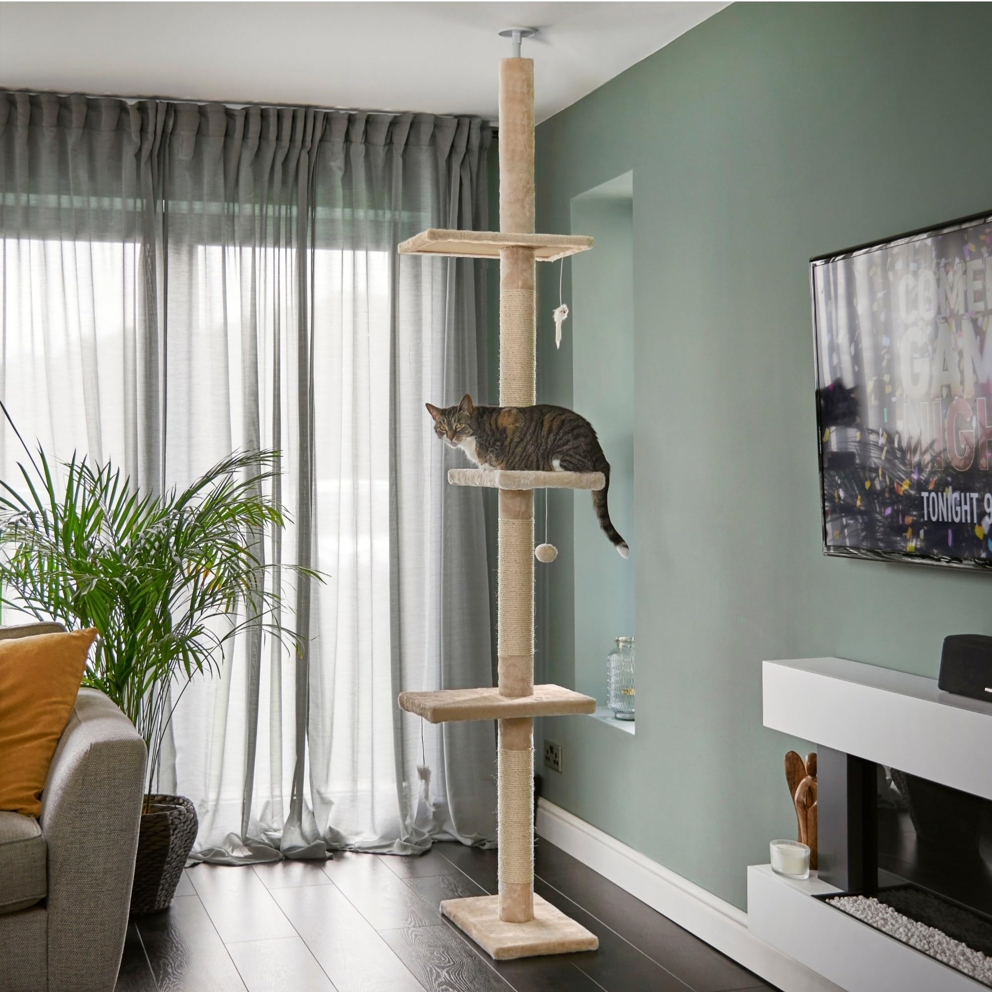 Runesol Floor to Ceiling Cat Tree, 245-288cm Multi Level Climbing Tower ...
