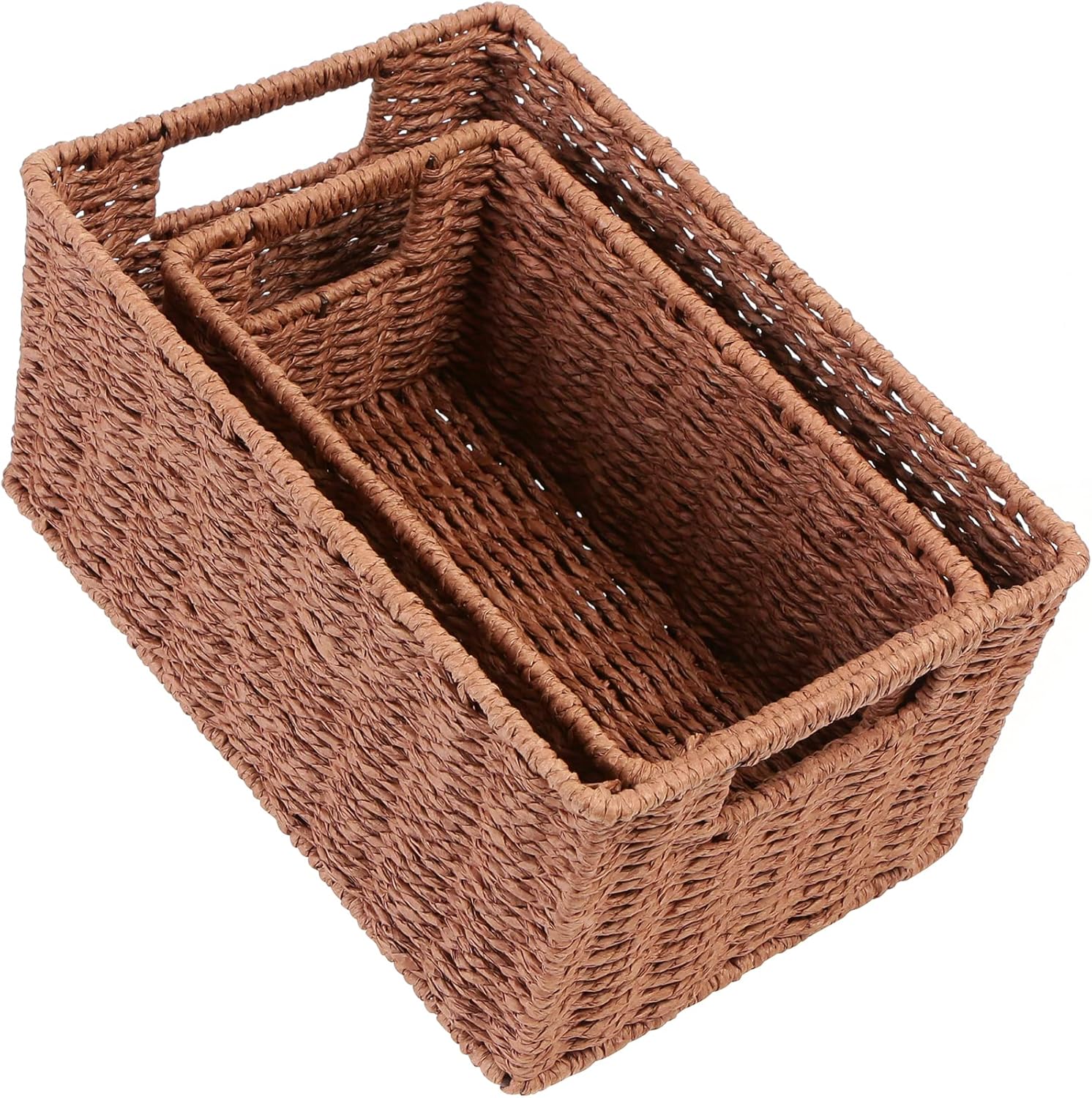 Amazon.com: HOONEX Woven Baskets for Storage, Paper Rope Baskets with ...