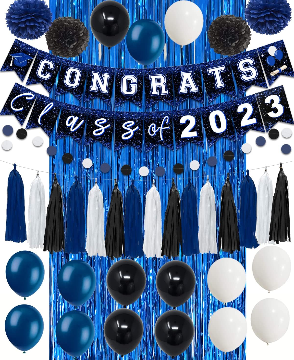 Amazon.com: Graduation Party Decorations 2023 Blue and White Congrats ...