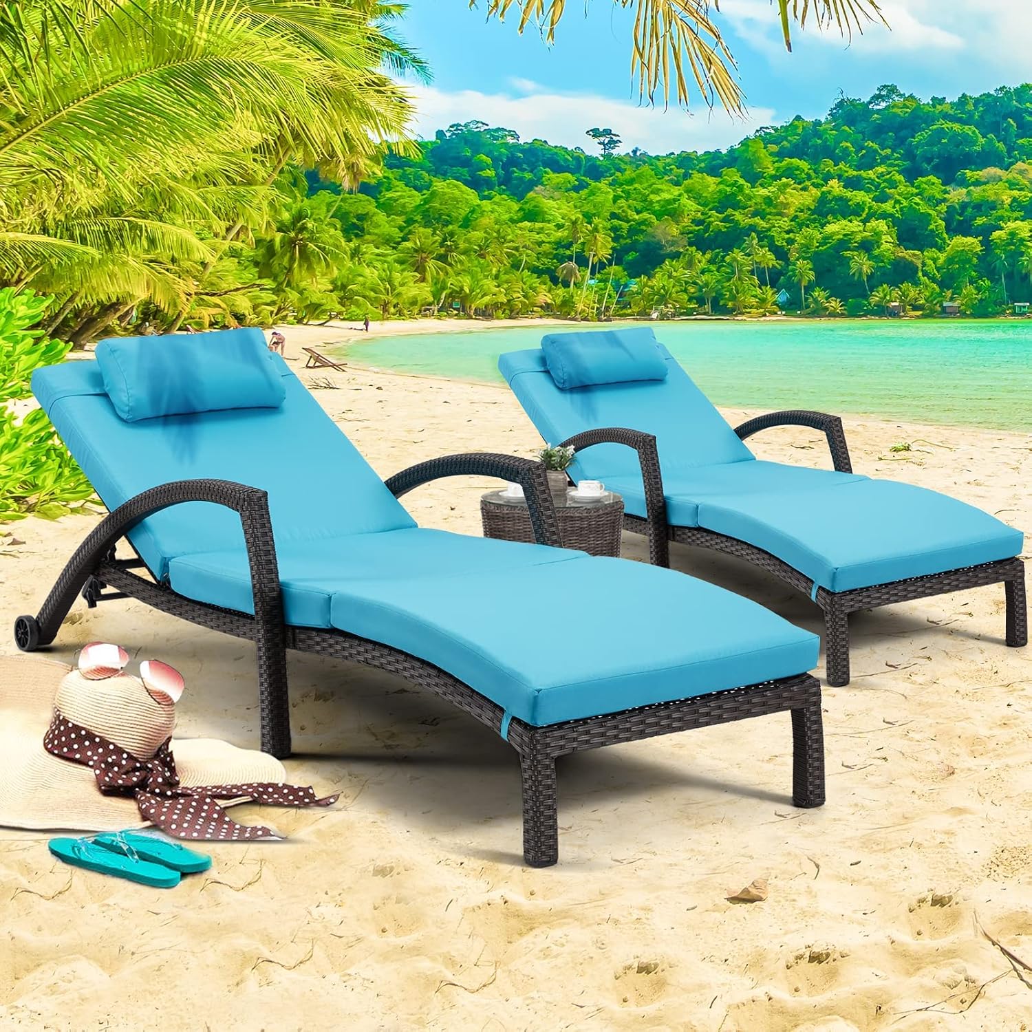 Amazon.com : HOMREST Outside Chaise Lounge Chairs Set of 2, Adjustable ...