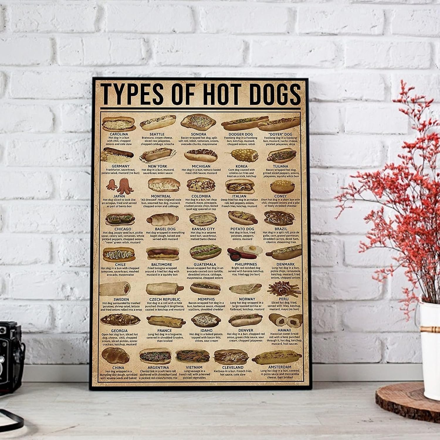 Amazon.com: Retro Metal Tin Sign 8 X 12 Inches Types of Hot Dogs Poster ...