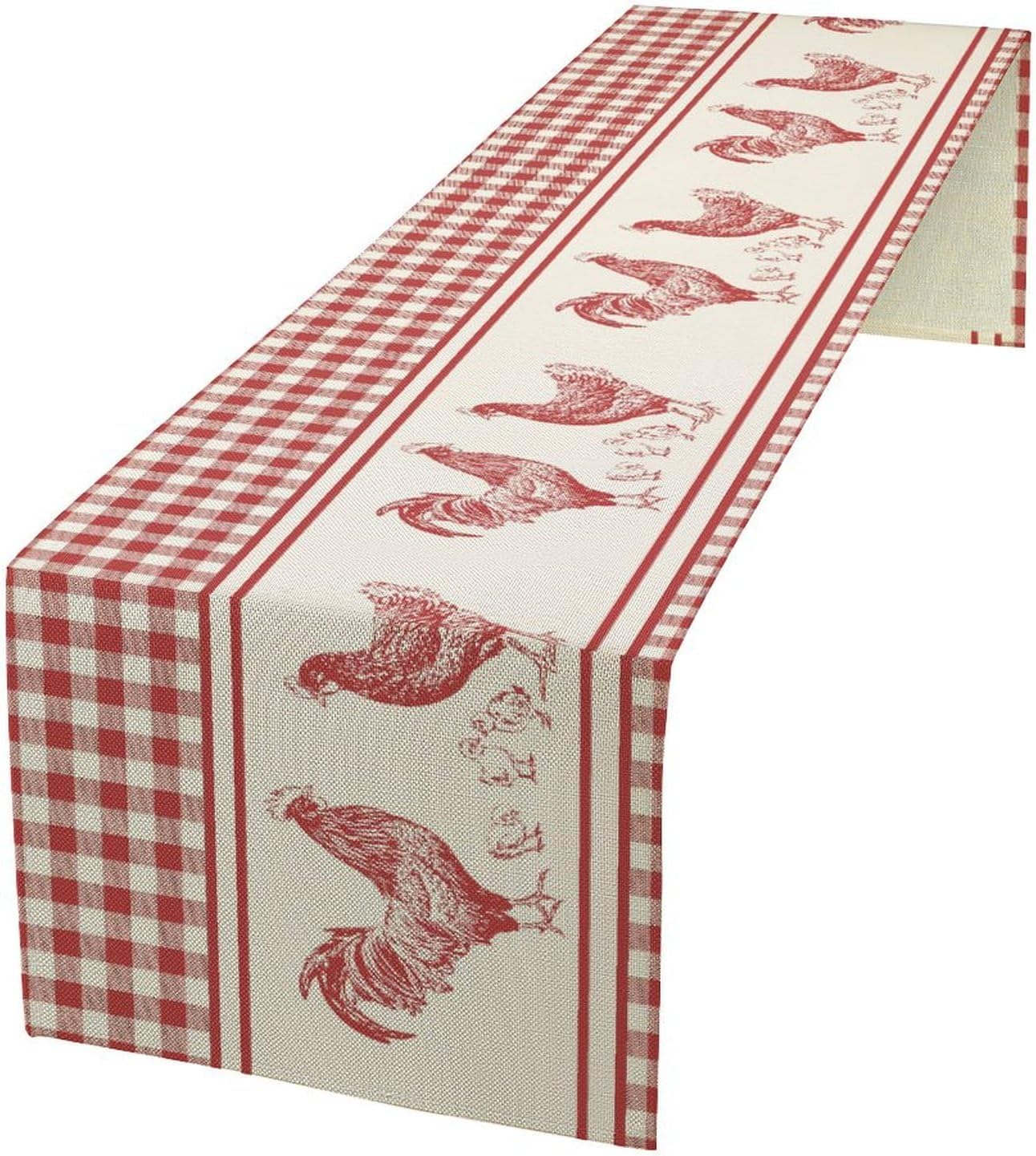 Amazon.com: SYZWWSYX Farmhouse Rooster Table Runner, Rustic Red White ...