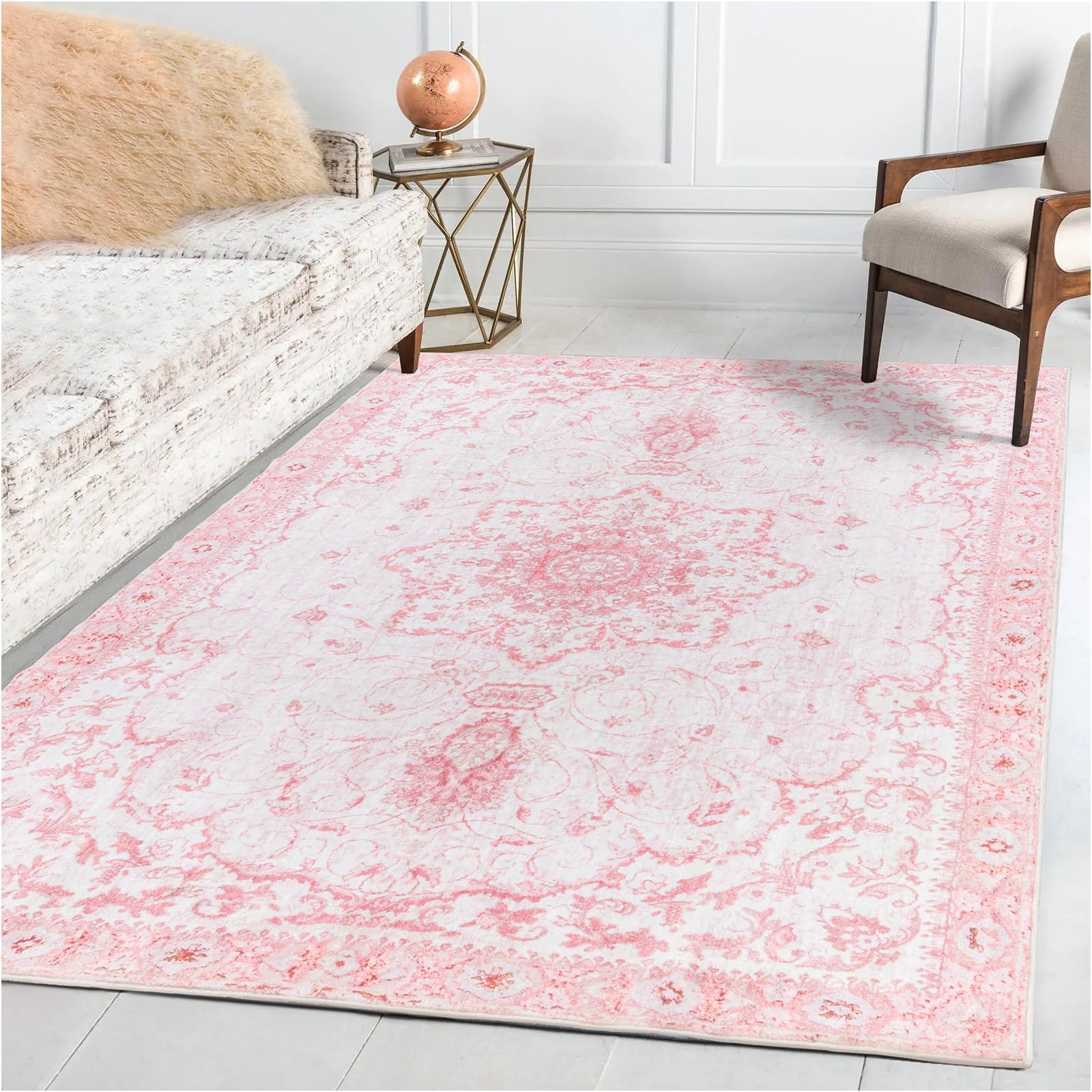 Amazon.com: MUJOO Pink Rugs for Bedroom 5x7 Area Rugs Girls Boho Rugs ...