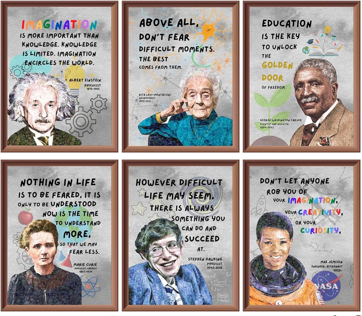 Amazon.com: Famous Scientists Motivational Quotes Posters for Classroom ...