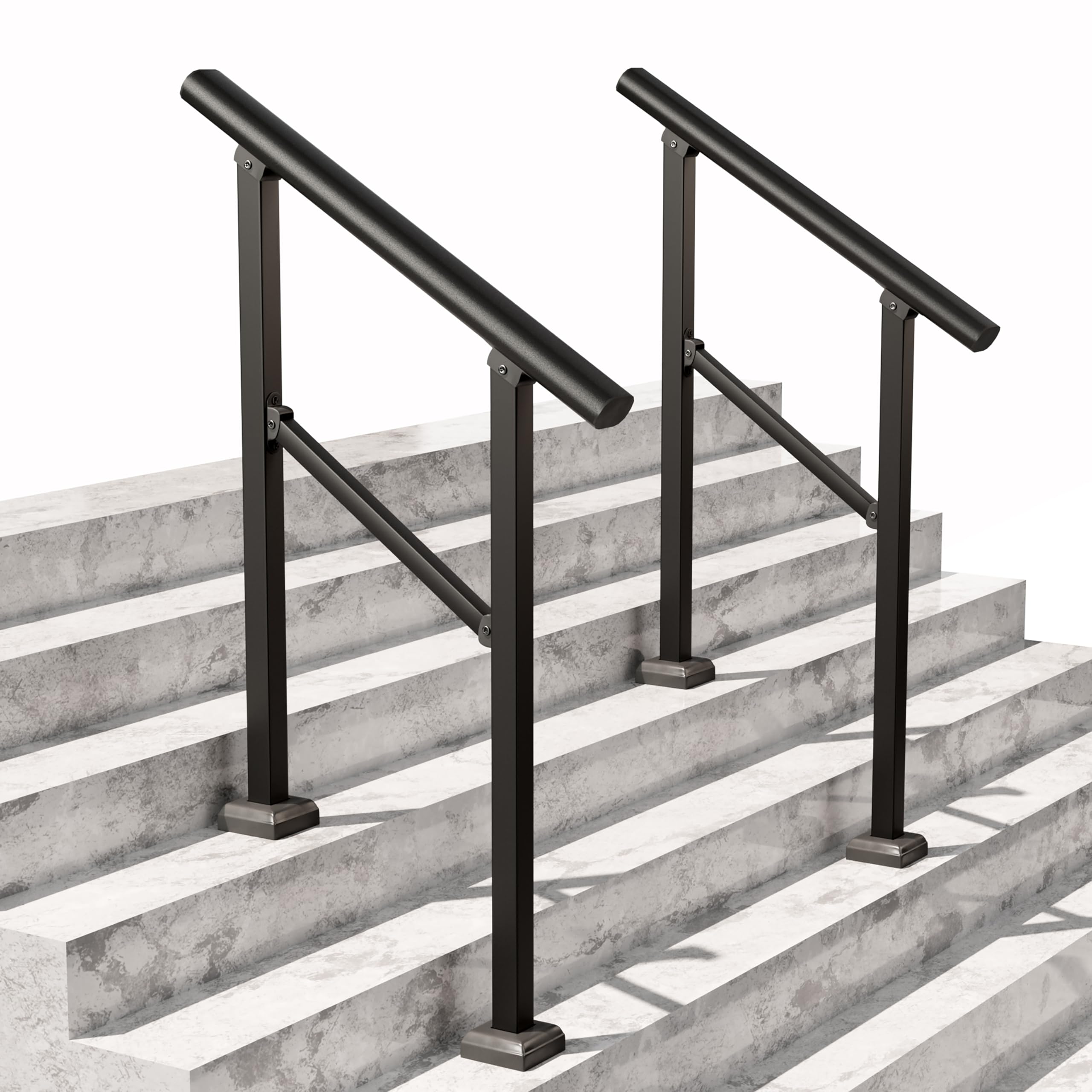 2 Pack 3 Step Hand Rails for Outdoor Steps, Porch Railing for 2 to 3 ...