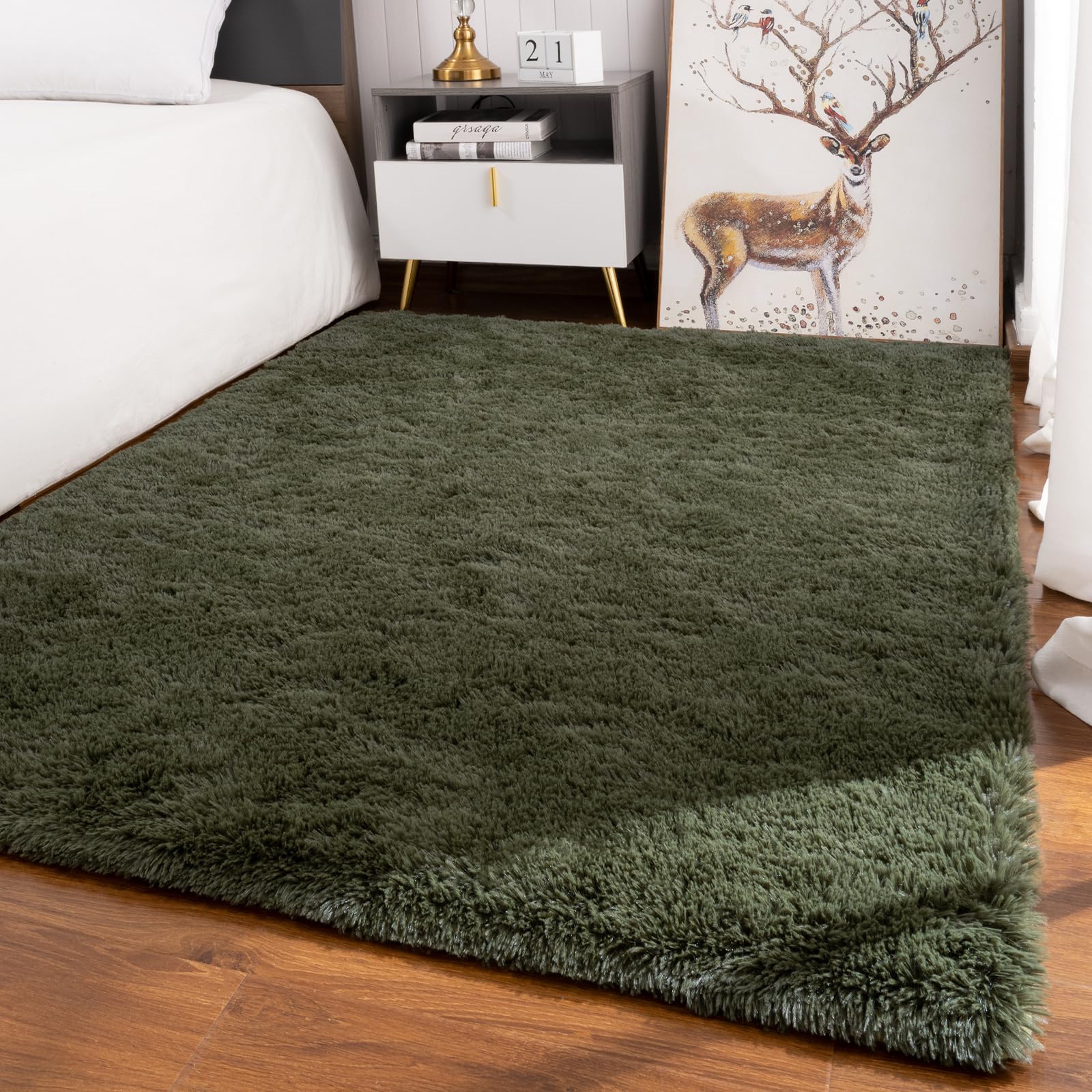 Maxsoft Ultra Soft Shaggy Rug for Bedroom, 4x6 Feet Indoor Modern ...