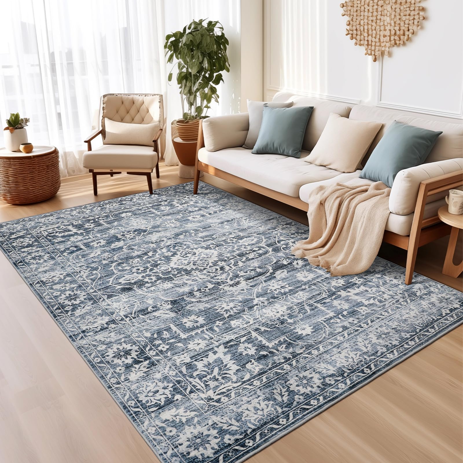 Amazon.com: Soalmost Area Rugs 5x7 for Living Room, Floral Washable ...