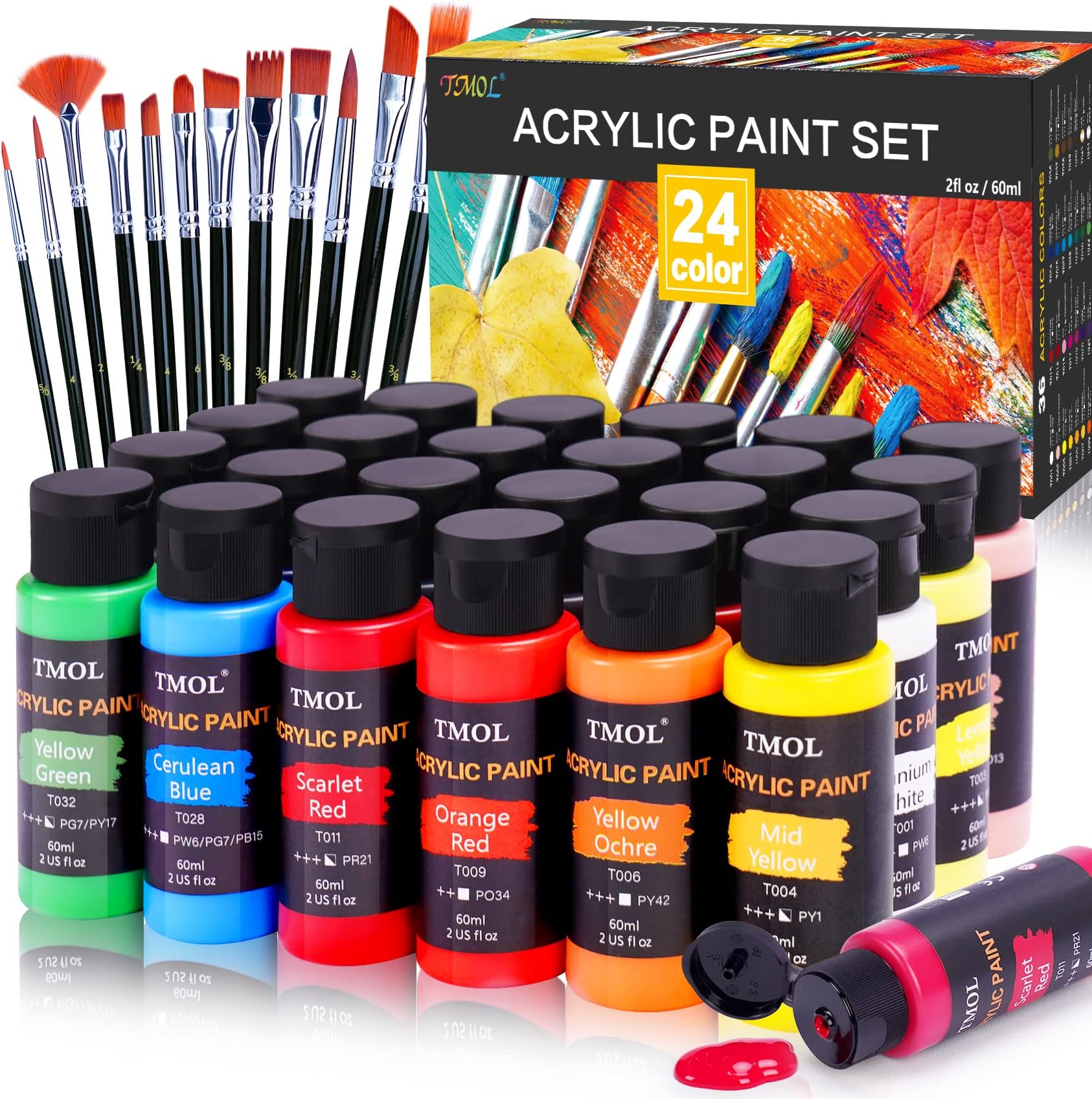 Amazon.com: COLOUR BLOCK 32 Acrylic Paint Set with Brushes and 6 Sheet ...