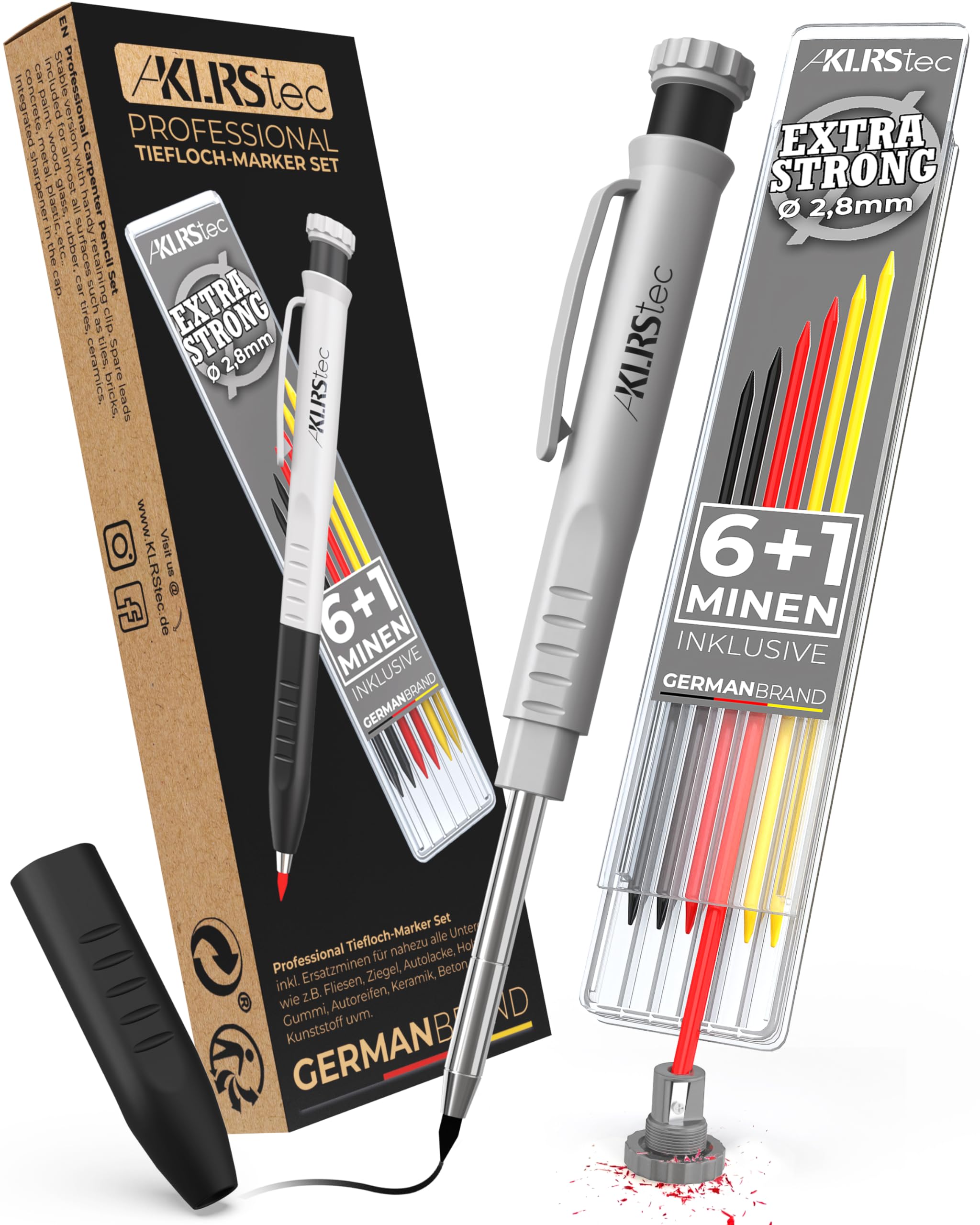 KLRStec Professional Tieflochmarker inkl. 7 Minen ...