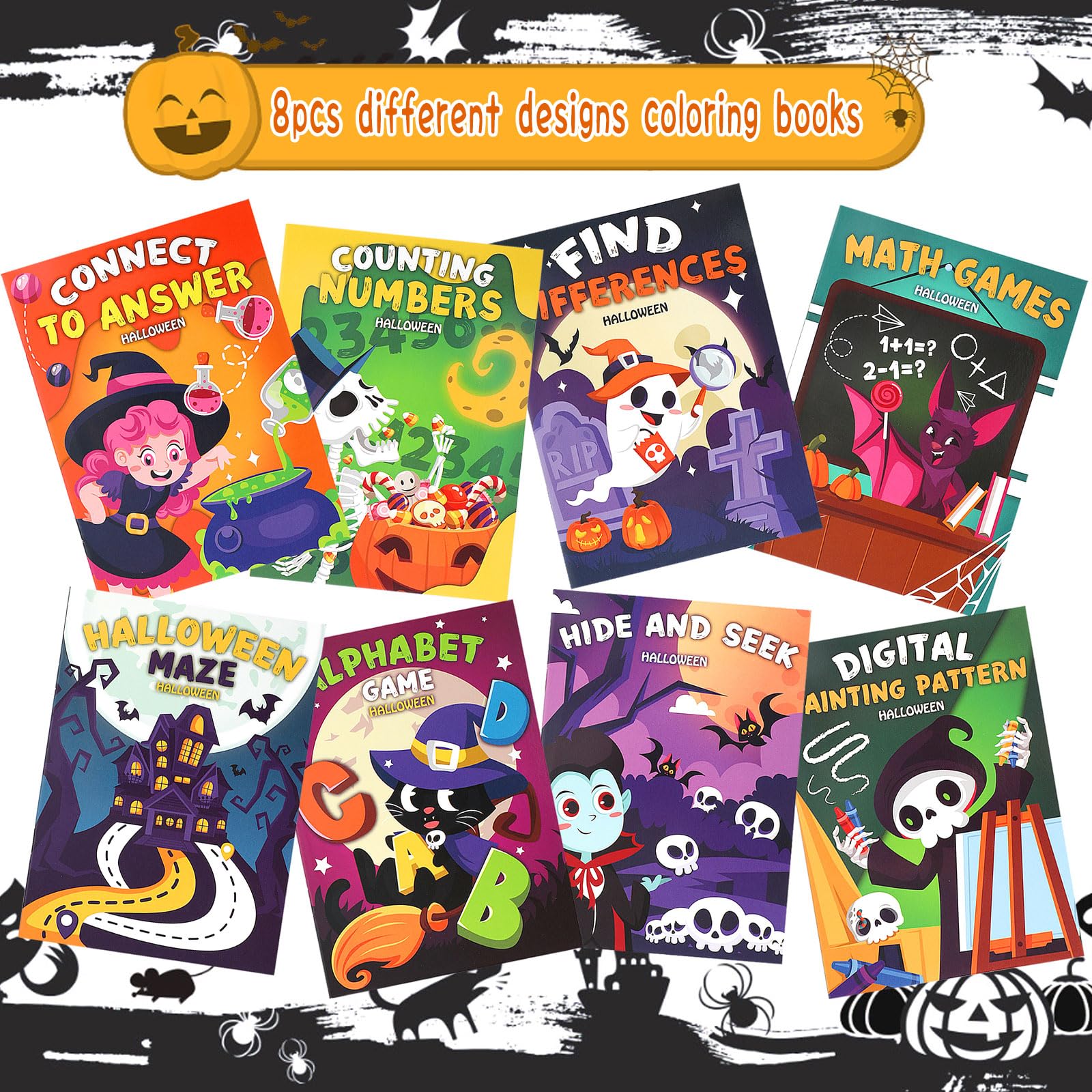 Snapklik.com : 32pcs Halloween Coloring Books, Mini Coloring Booklets ...