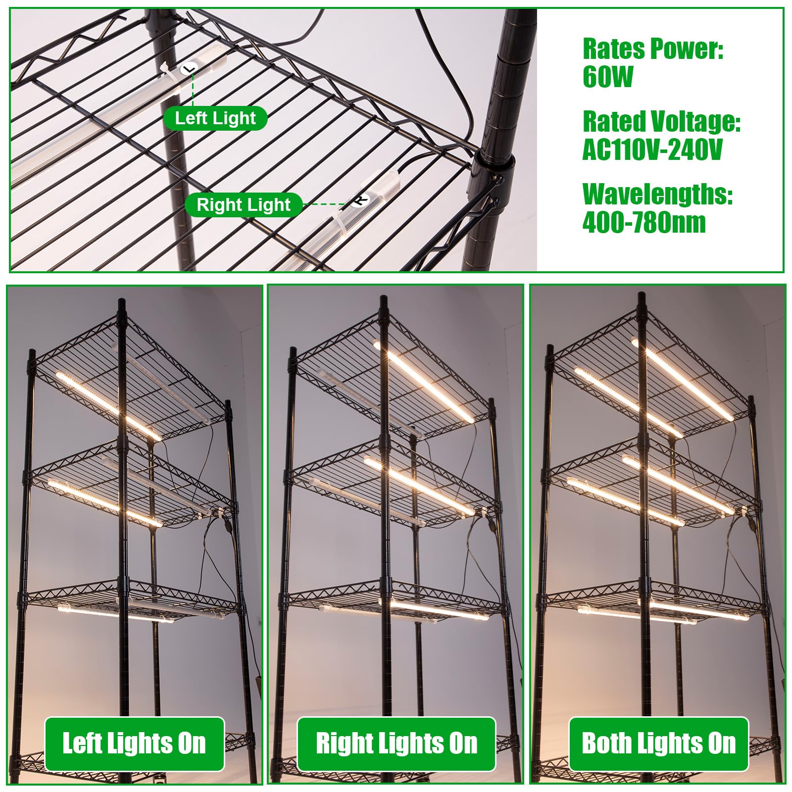 Meonum Plant Shelf with Grow Light, 4 Layers Plant Stand with 6 Pack ...