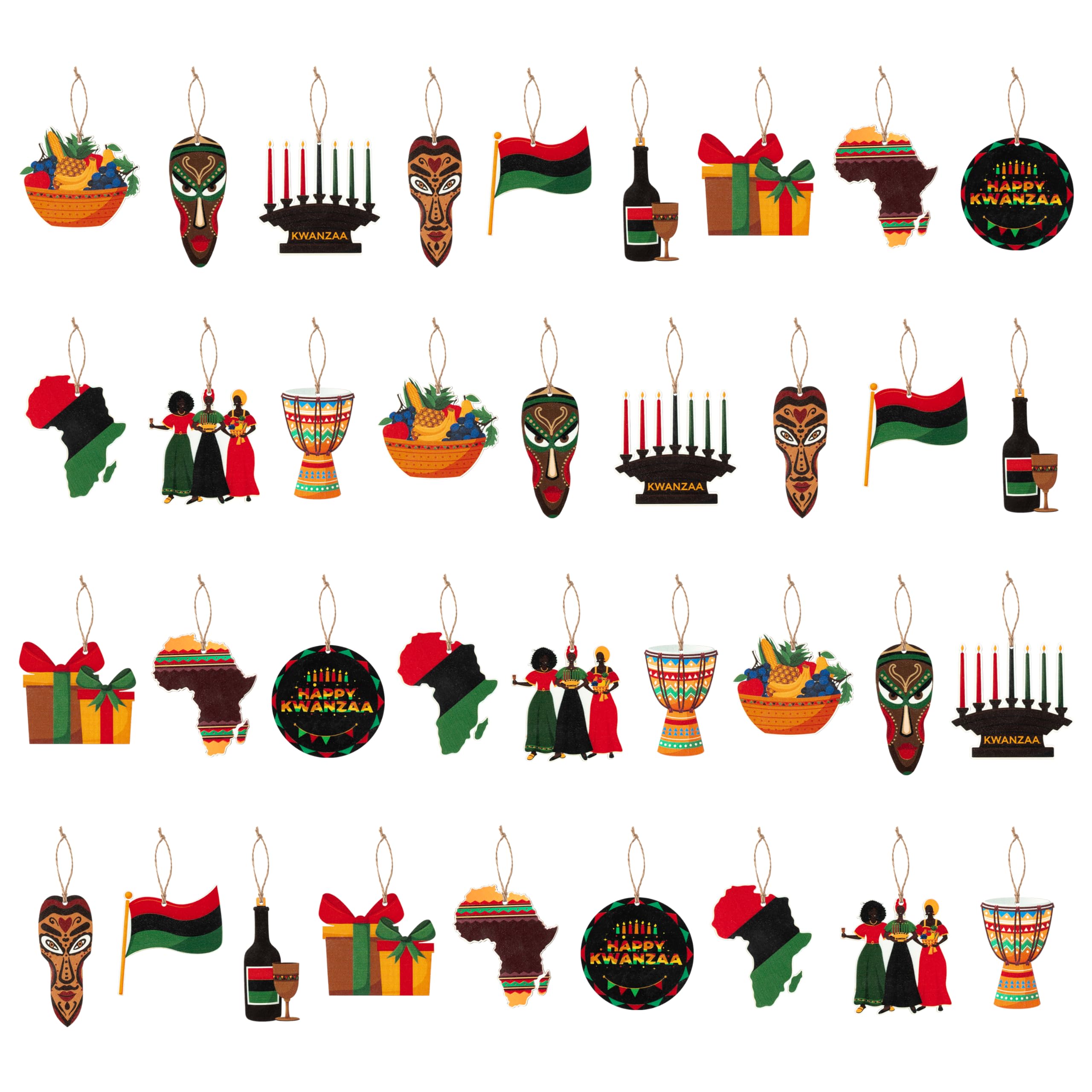 Amazon.com: B1ykin 37PCS Happy Kwanzaa Wooden Hanging Ornament Set ...