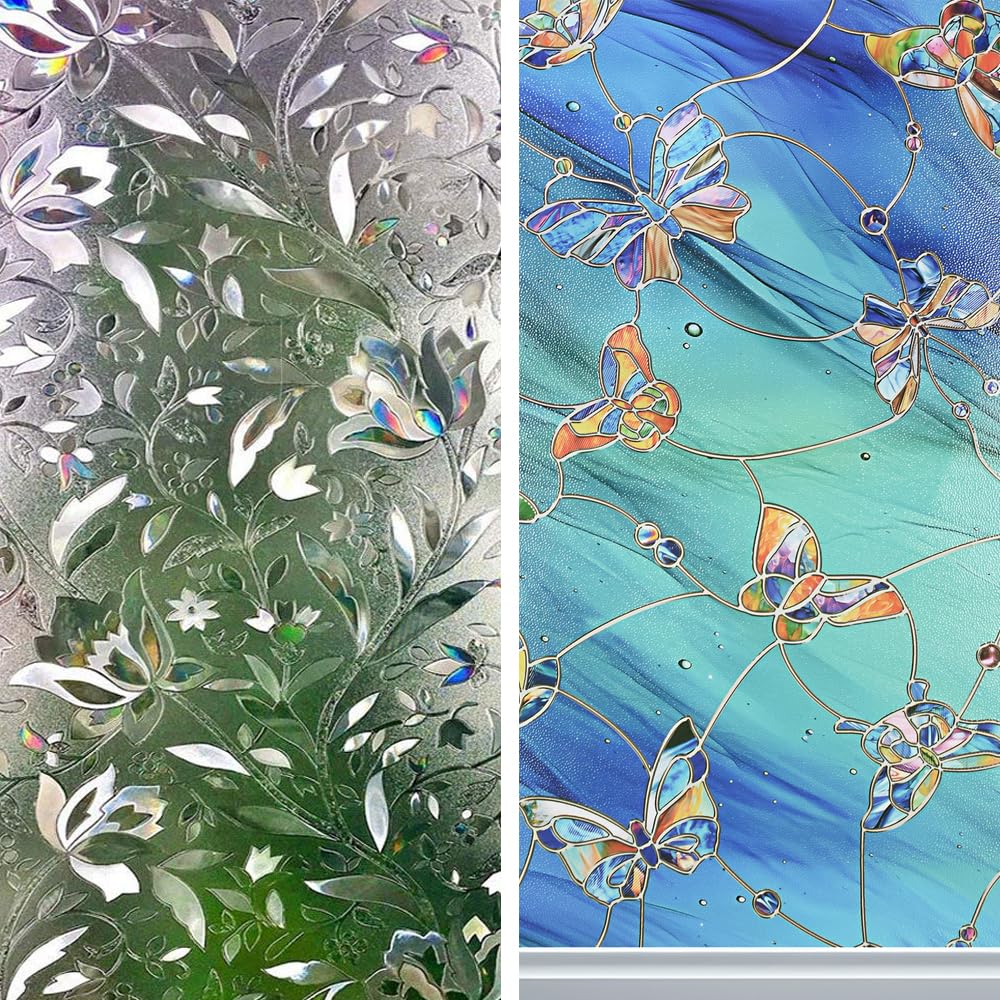 Amazon.com: LEMON CLOUD Tulip Window Film and Butterfly Window Film ...