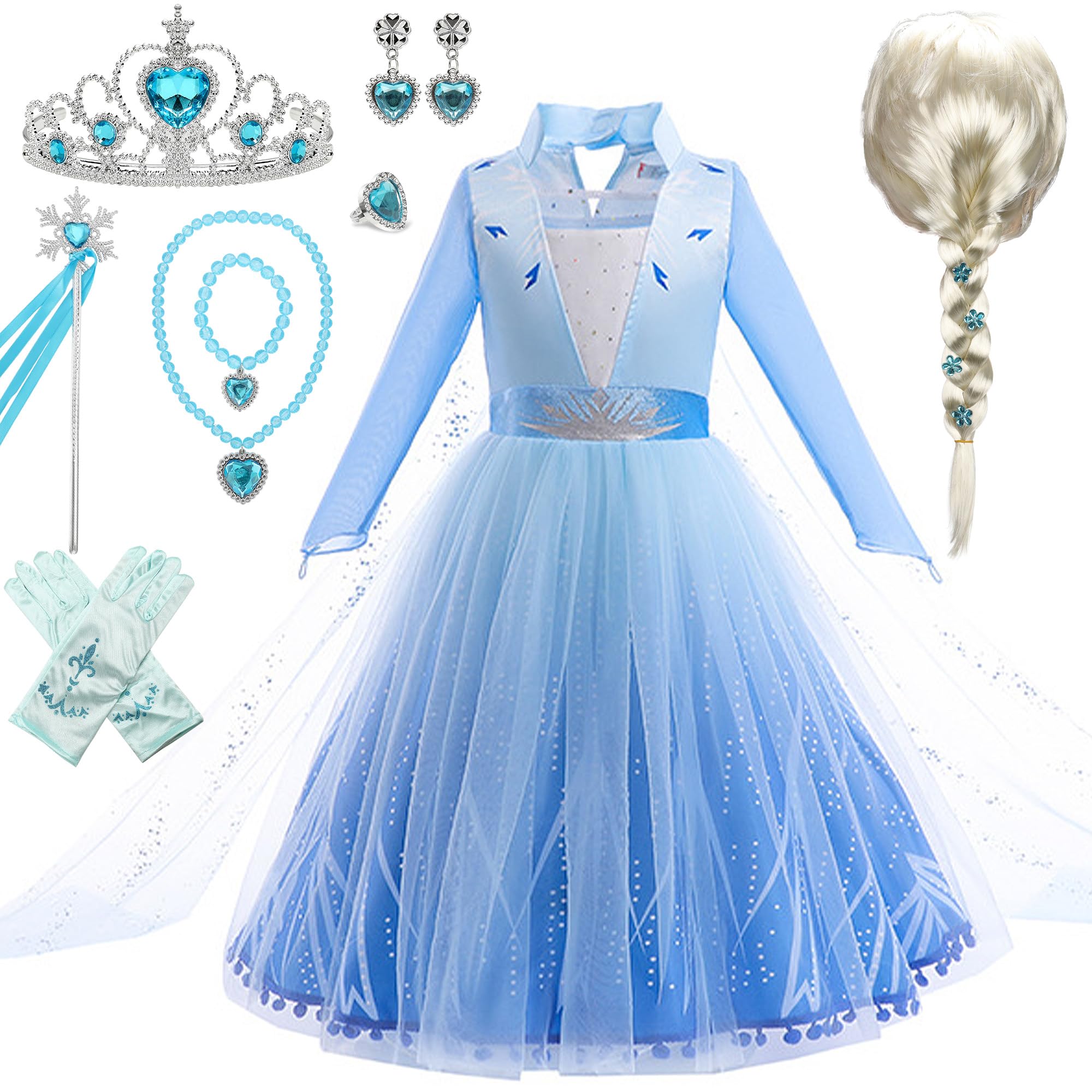 Amazon.com: Tawekel Els-a Princess Dress Costume Girls - 47.24 Inch ...