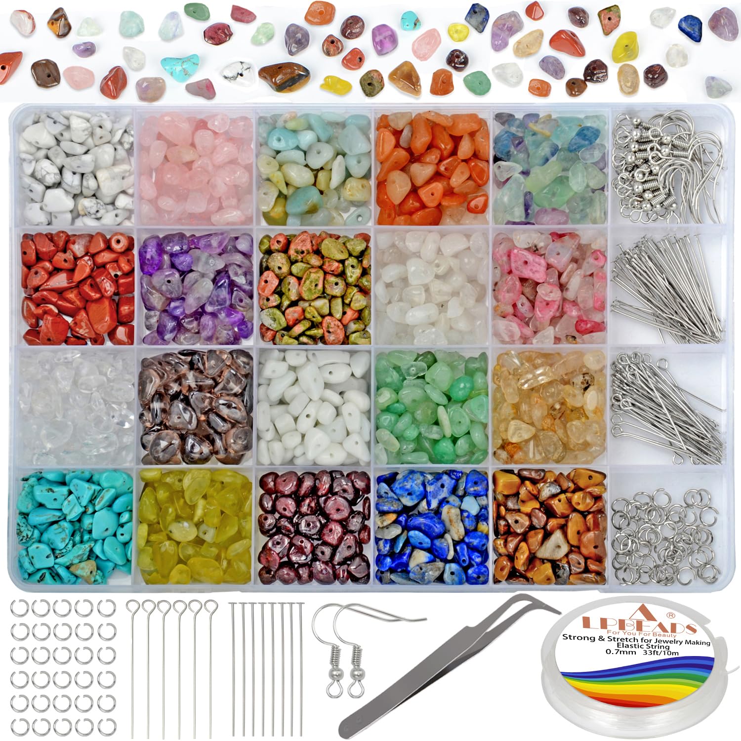 Amazon.com: LPBeads Jewelry Making Kit 1200 PCS Natural Crystal Beads ...
