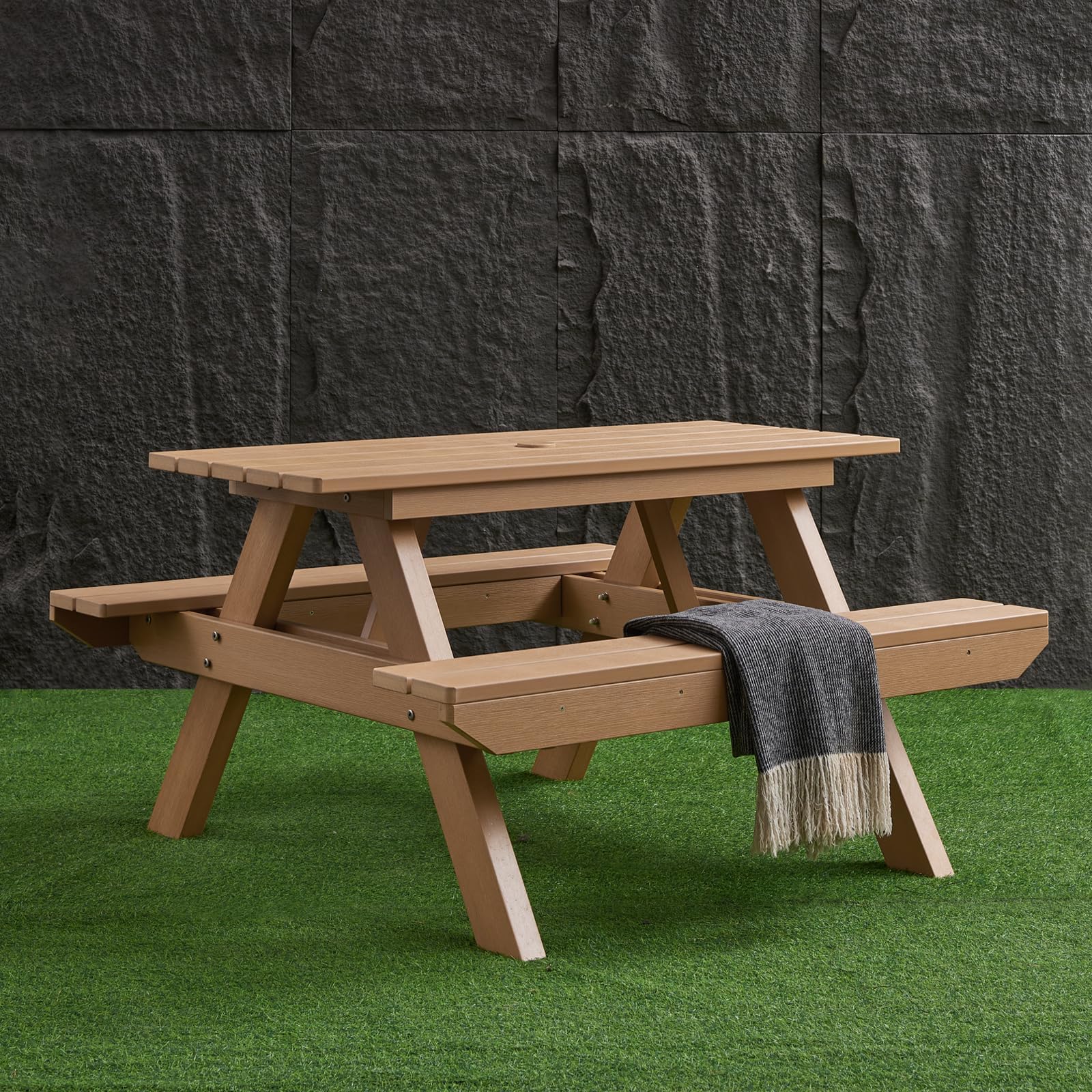 Amazon.com: ACUEL Picnic Table for Outdoors, Poly Lumber Picnic Table ...