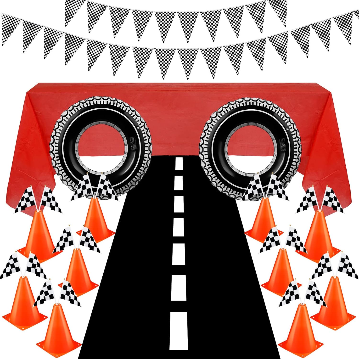 Amazon.com: 30 Pcs Checkered Racing Car Party Decorations Checked Race ...
