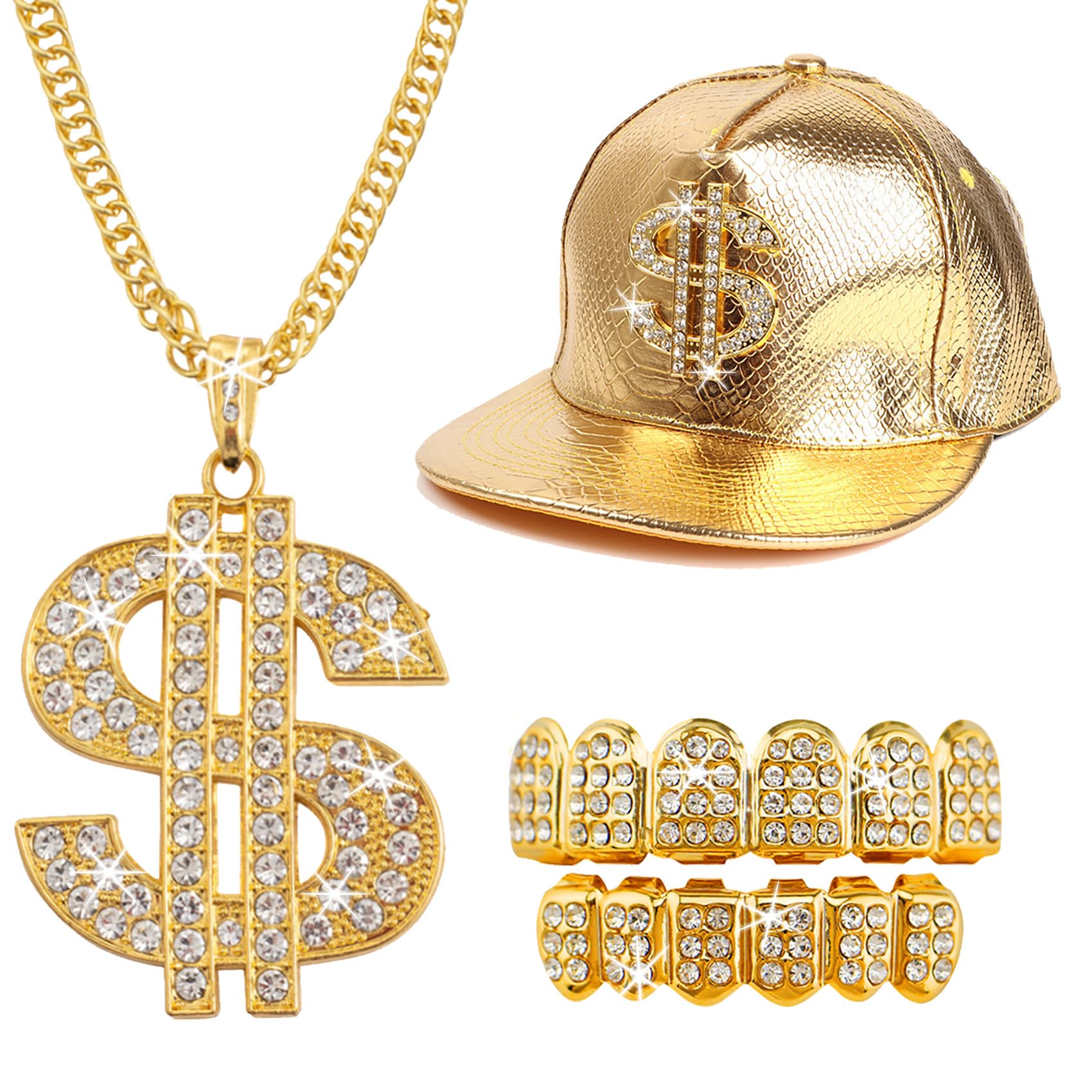 FIRAZIO 80s 90s Hip Hop Costume Kit Rapper Costume Outfit Accessories ...