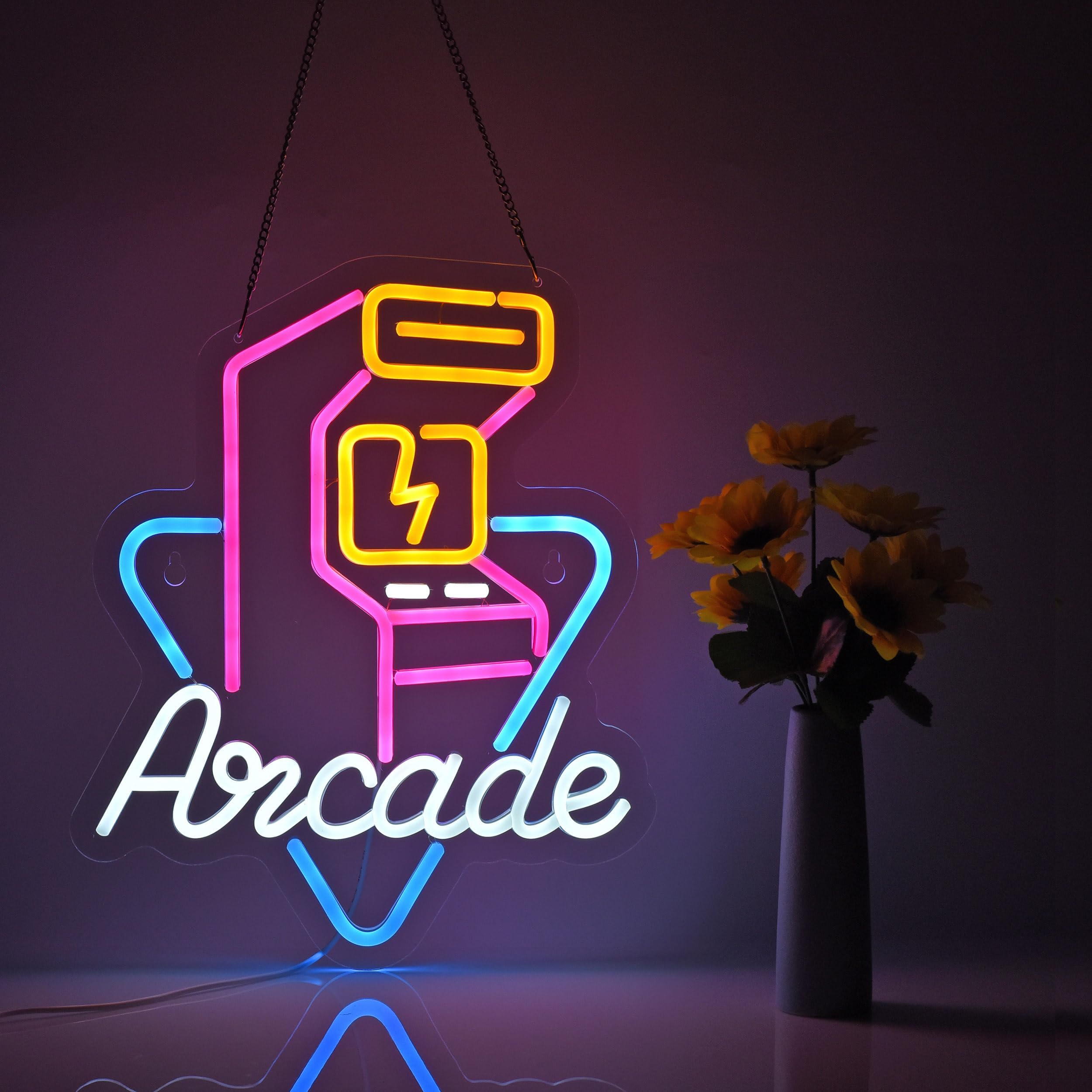 Hoyoelec Arcade Neon Sign for Wall Décor with Dimmable Switch LED Neon ...