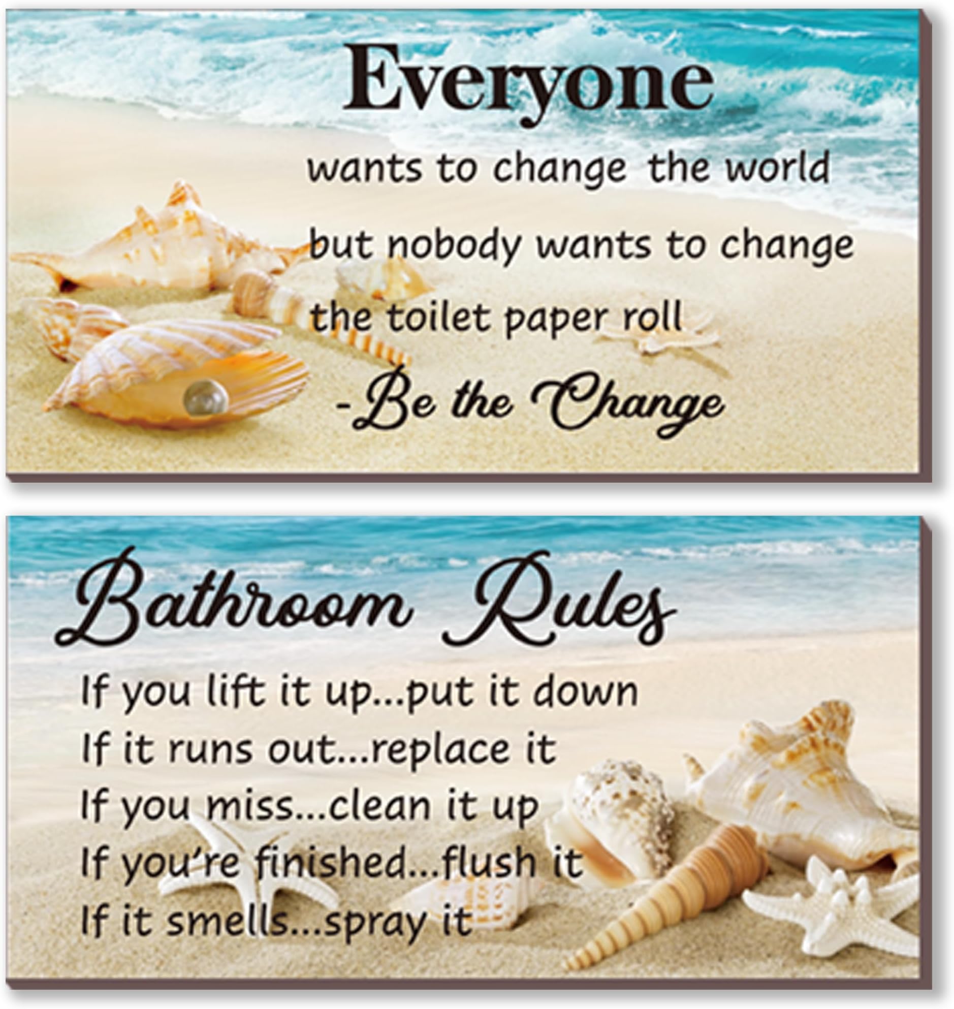 Amazon.com: Seashells Bathroom Rules Wall Sign for Bathroom Decor ...