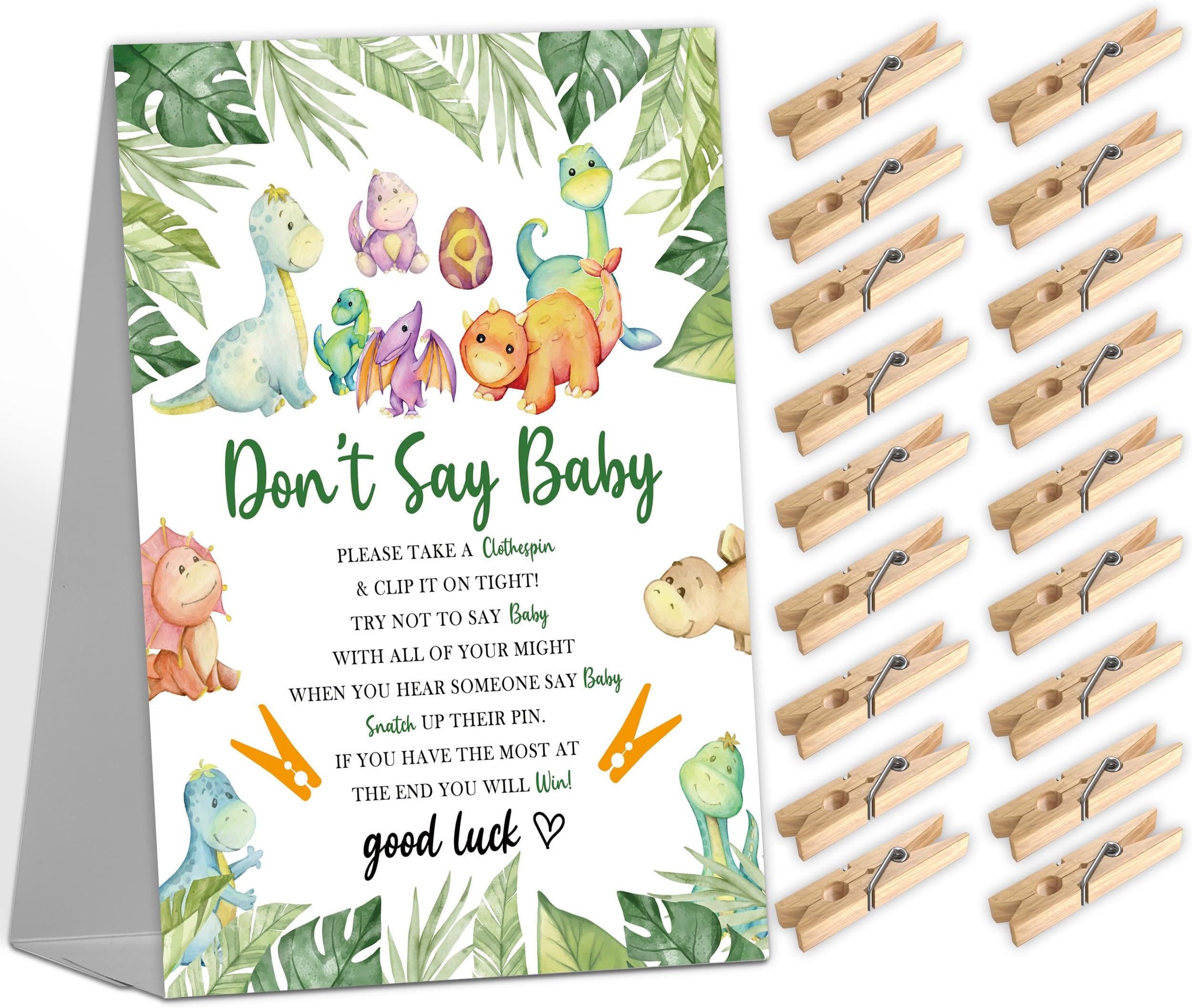 Amazon.com: Don't Say Baby Game, Baby Shower Game Sign (1 Sign + 50 ...