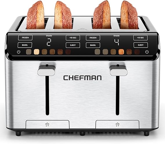 Amazon.com: Chefman Smart Touch 4 Slice Digital Toaster, 6 Shade ...