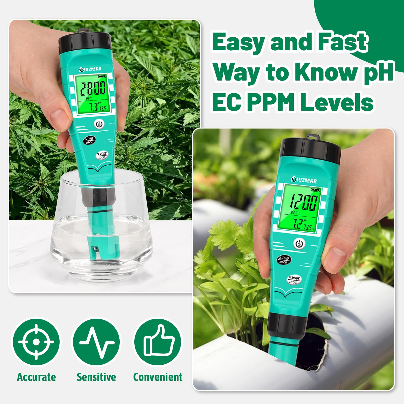 Snapklik.com : UIUZMAR pH Meter For Hydroponics EC pH Monitor pH Ppm ...