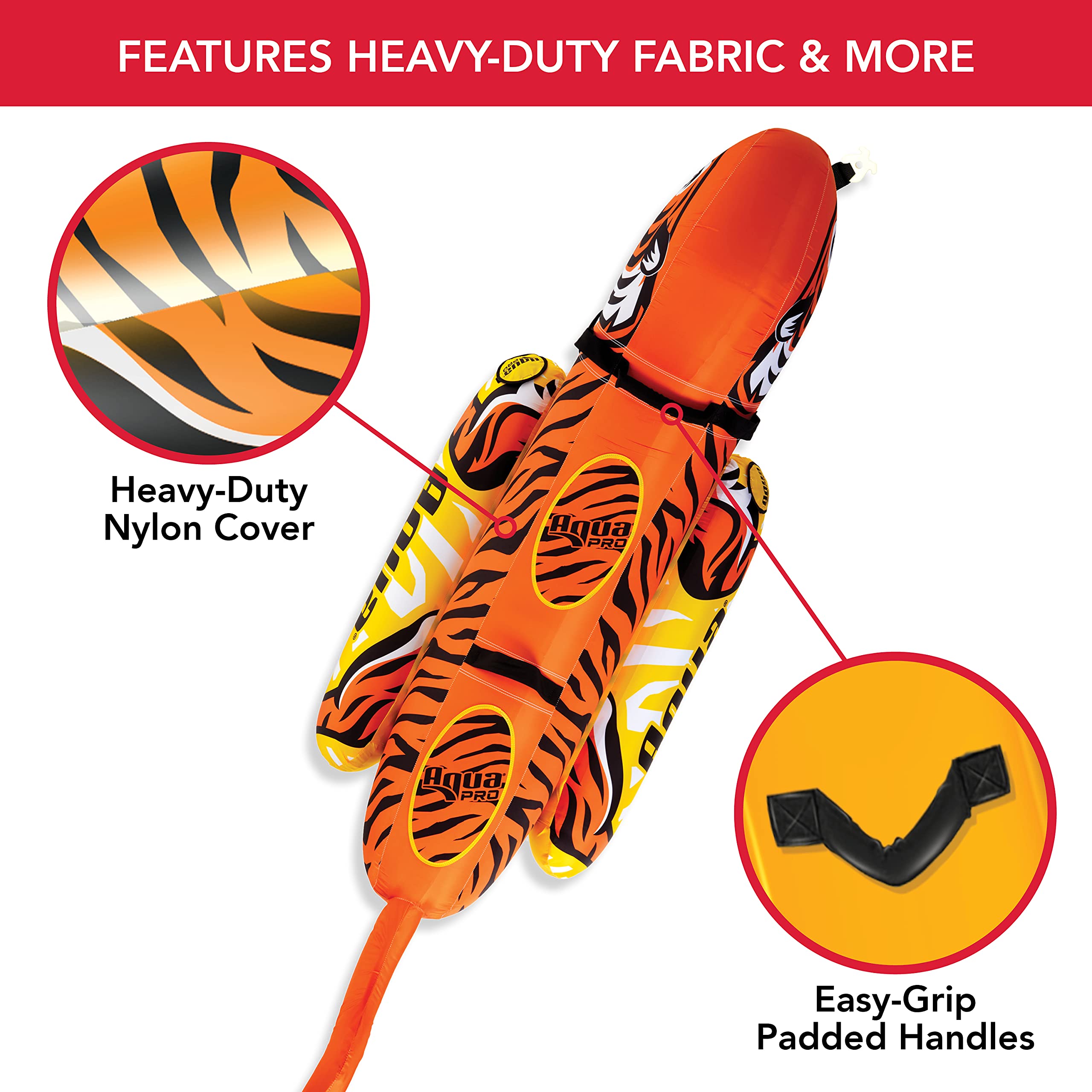 Snapklik.com : Pro Giant Towable Tiger Tube, 1-2 Riders, Double-Pontoon ...