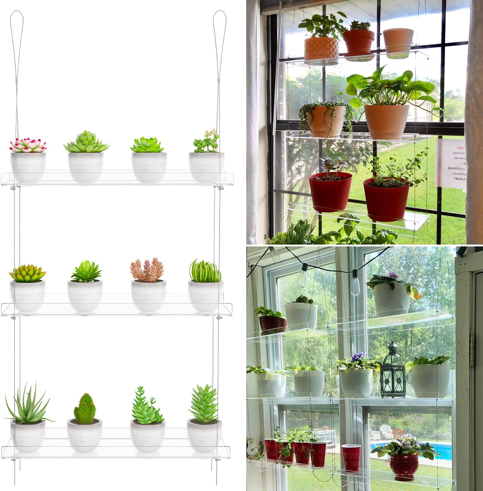 Amazon.com : GDLF Window Plant Shelves Industrial Pipe Swivel Shelving ...