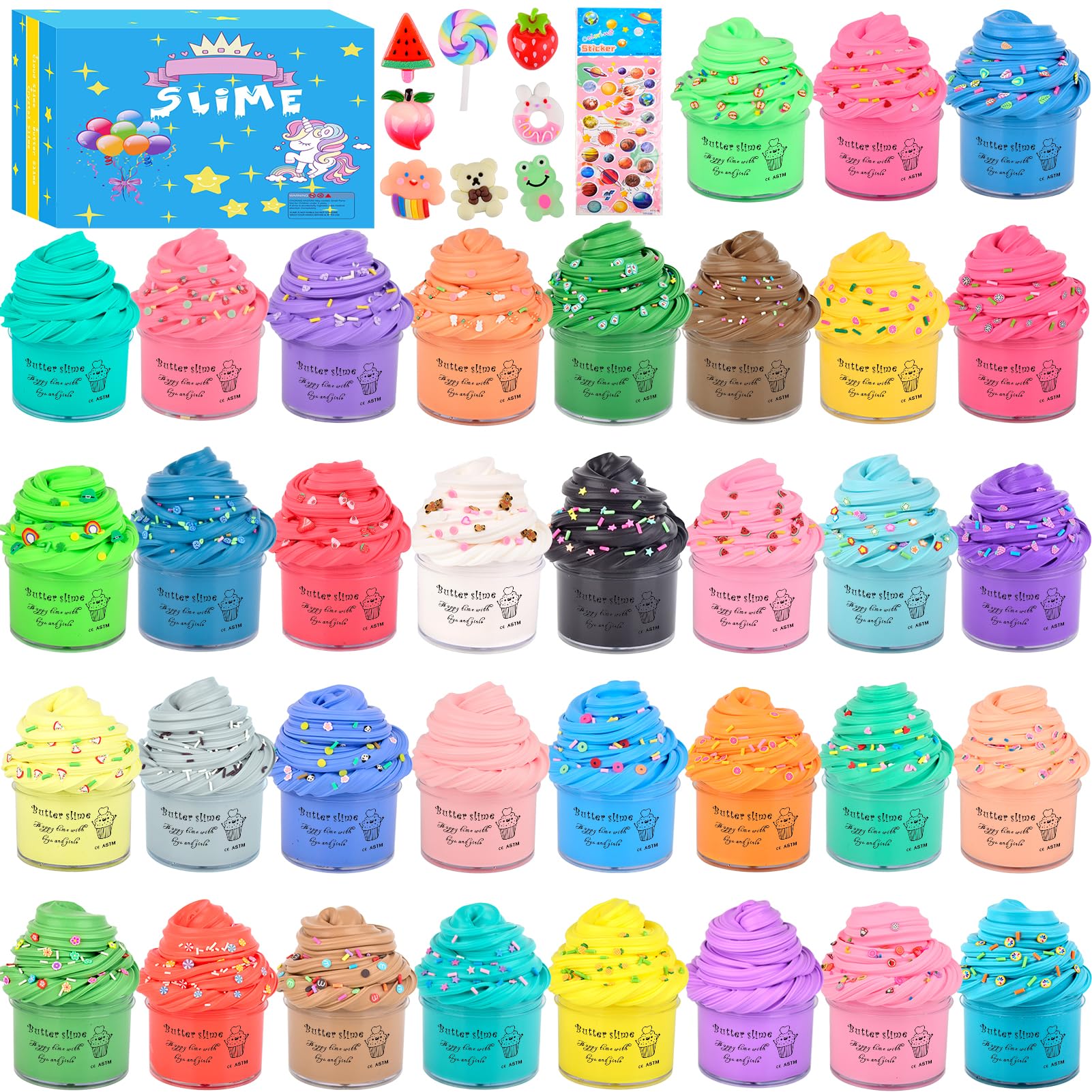 Amazon.com: Butter Slime Kit 35 Pack, Mini Slimes Party Favors for ...
