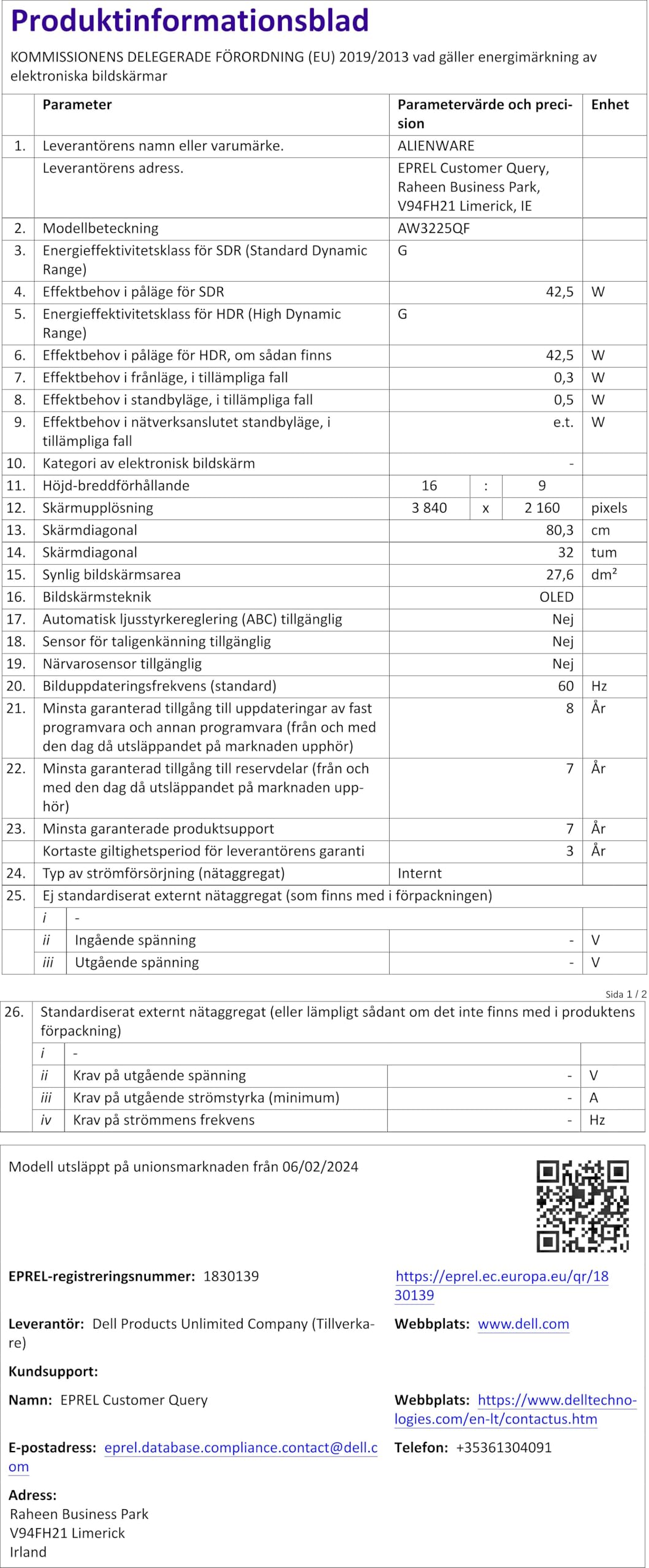 Alienware AW3225QF 32" 4K UHD (3840x2160) 1700R Curved Gaming Monitor ...