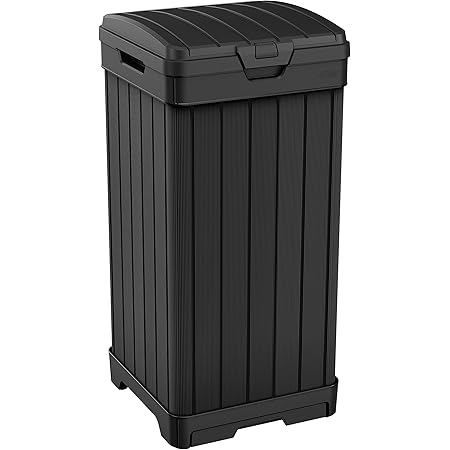 Amazon.com: Keter Rockford Resin 38 Gallon Trash Can with Lid and Drip ...