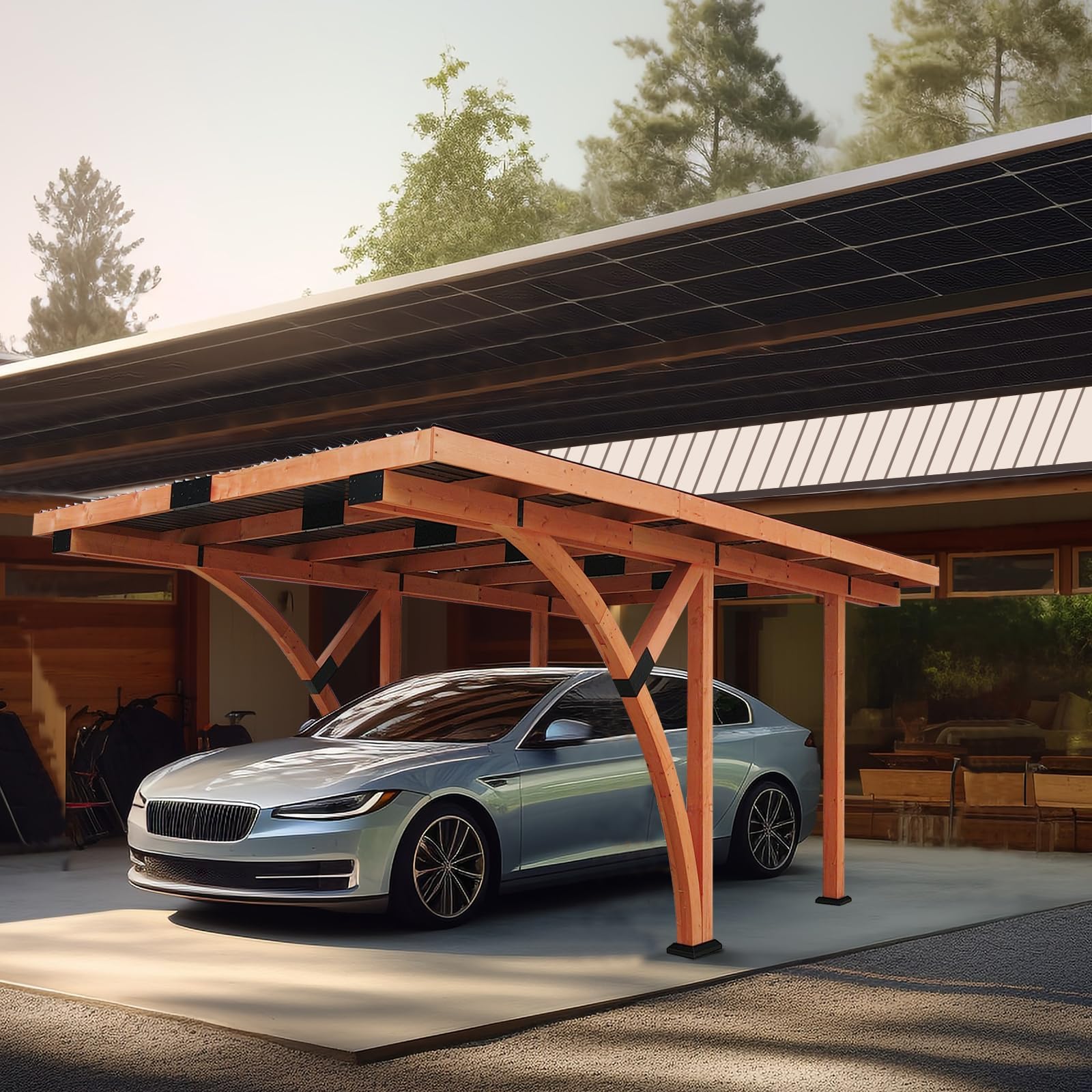 Amazon.com: Beneouya Wooden Pergola Carport Garage 18.3x12.6ft Heavy ...
