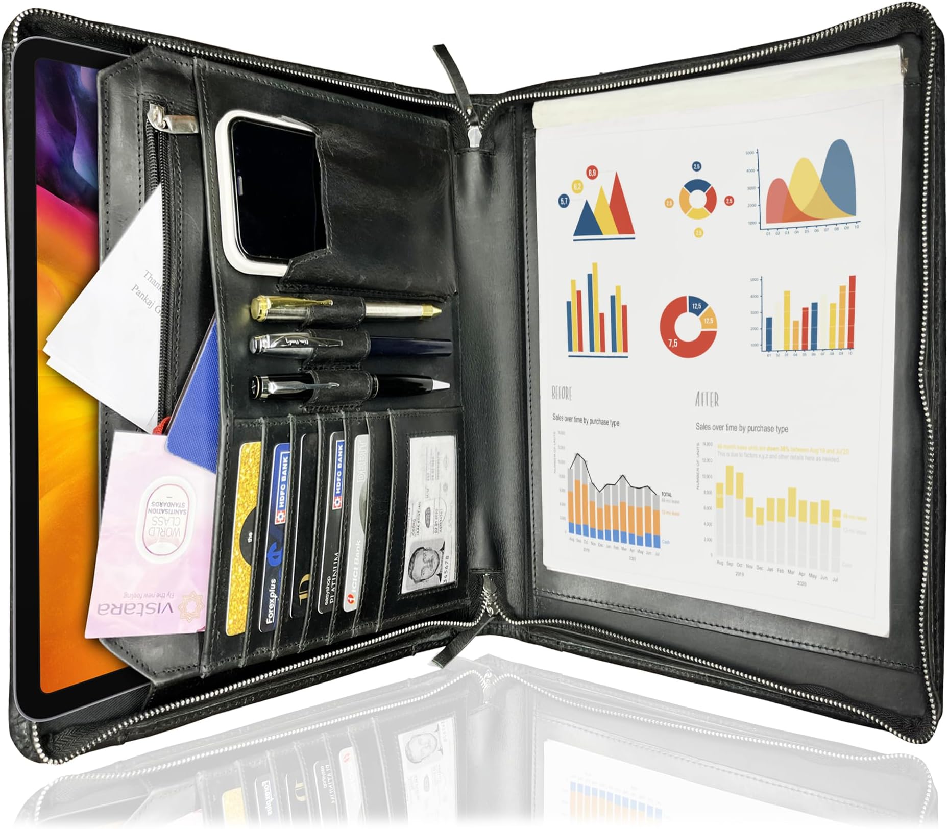 Rustic Town Leather Padfolio for Men Art Business Portfolio Bag ...