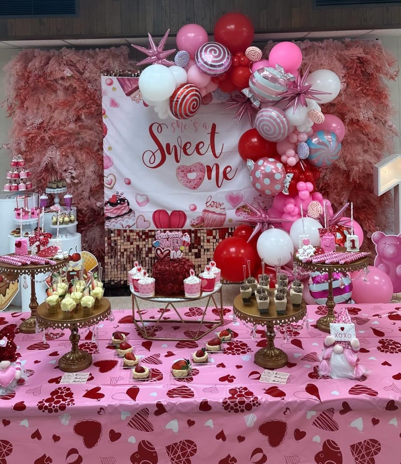 Amazon.com : MEHOFOND Valentines 1st birthday Backdrop for Girl ...