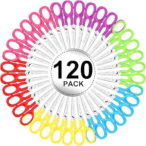 Amazon.com: Kids Scissors Bulk, 120 Pack 5" Small Scissors School ...