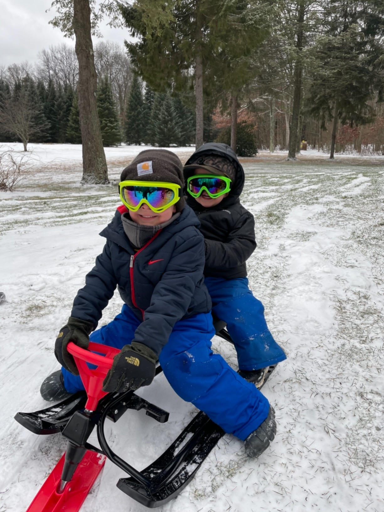 Amazon.com: Costzon Snow Racer Sled, Ski Sled with Steering Wheel ...