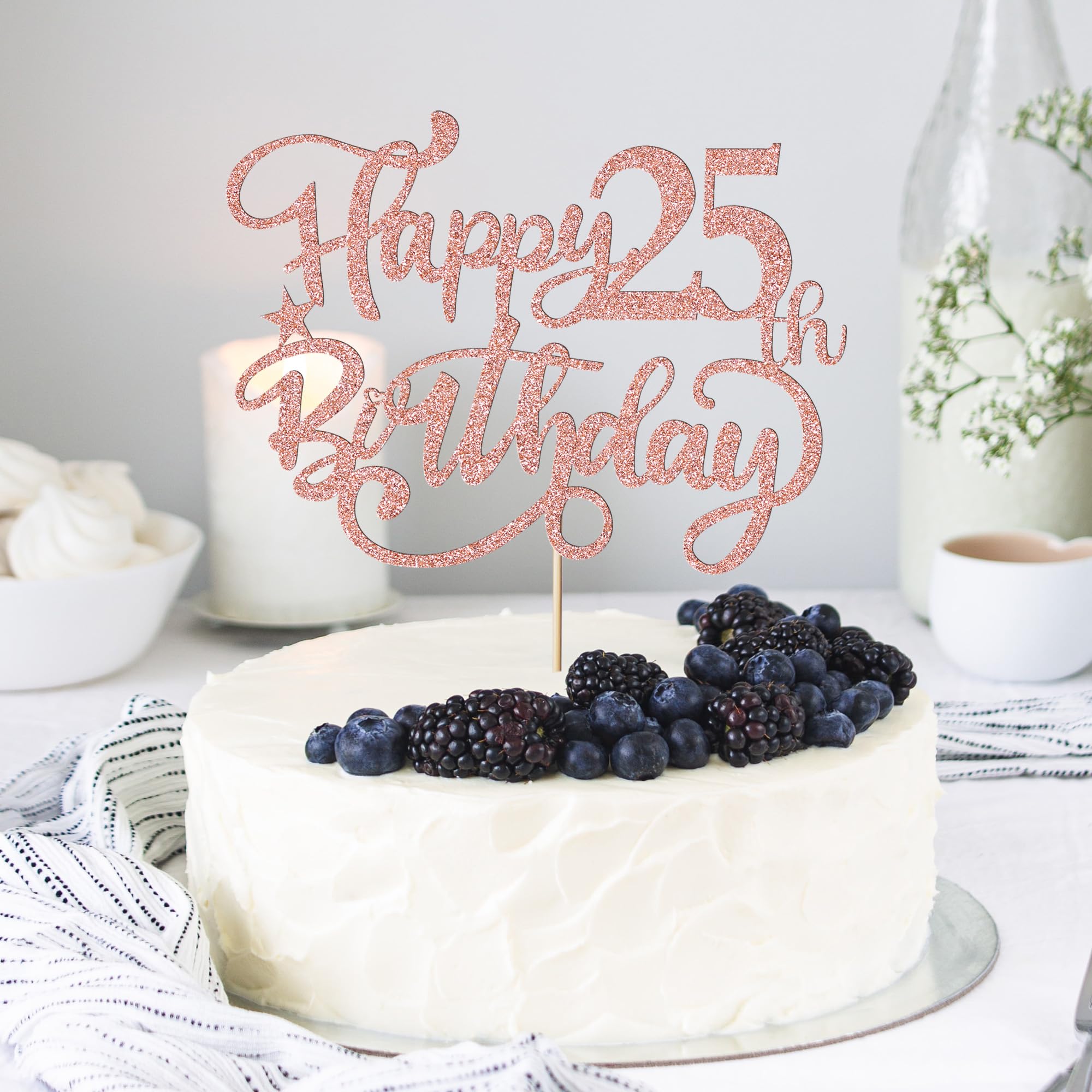 Snapklik.com : Happy 25th Birthday Cake Topper,Rose Gold Glitter ...
