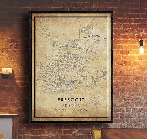 Prescott Vintage Map Print Prescott Map Arizona Map Art Prescott City ...